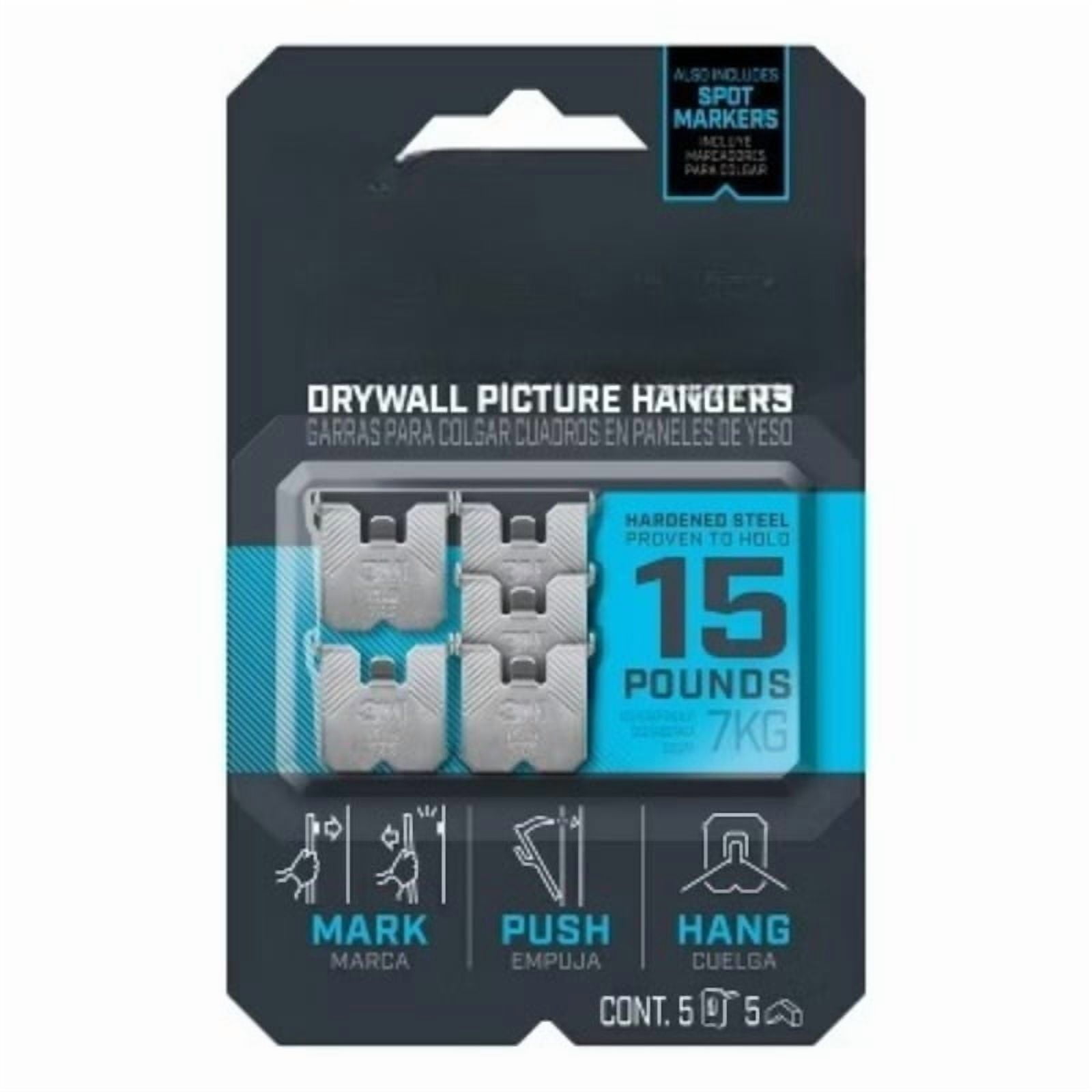 Drywall Picture Hanger with Temporary Spot Marker + 5 hangers and 5 ...