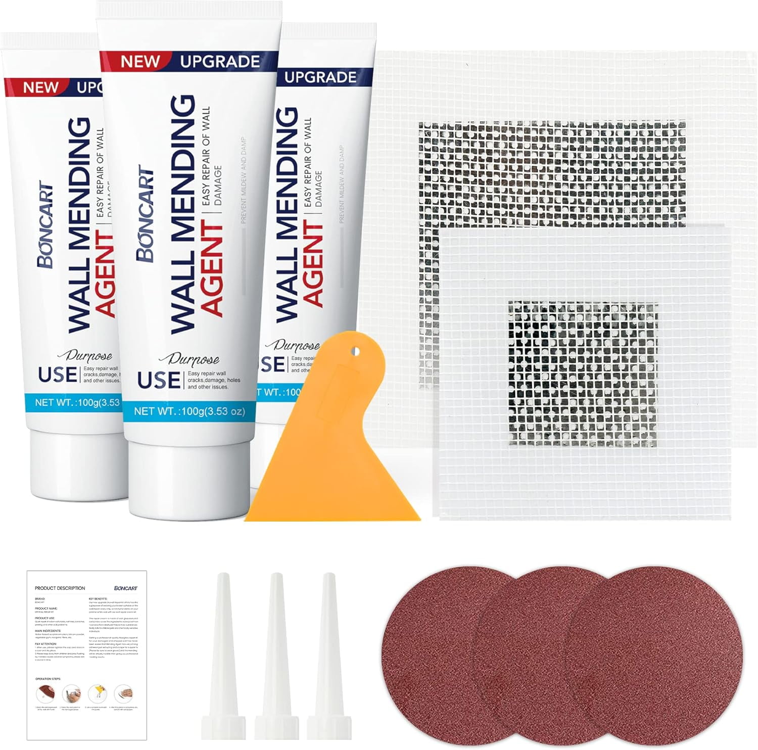 Drywall Repair Kit, Spackle Wall Repair Kit, 3 Pack Wall Mending Agent ...