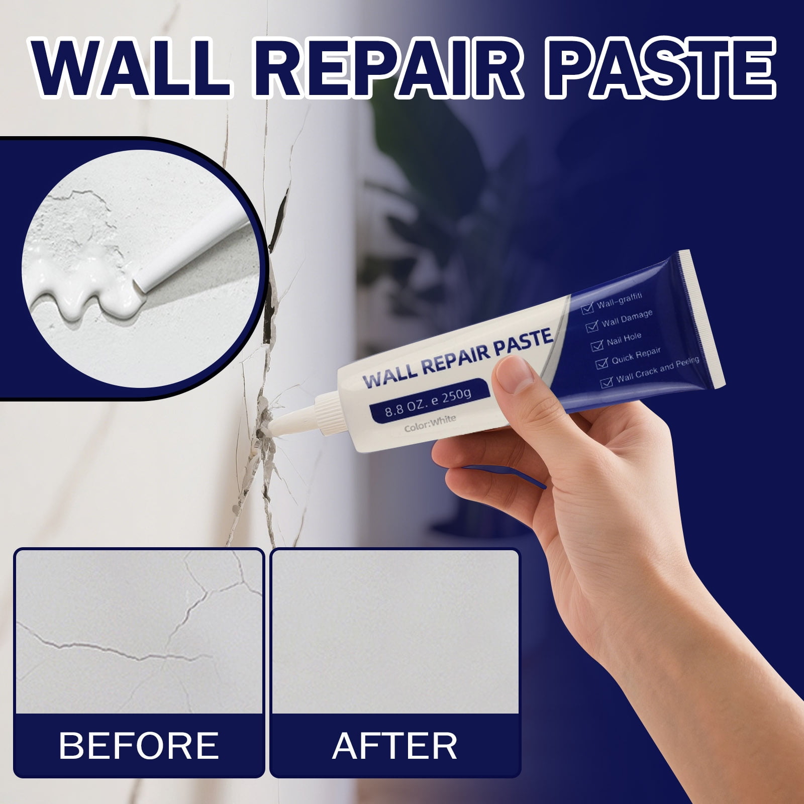 Drywall Repair, Wall Patching Paste & Spackle Wall Repair, Quick and ...