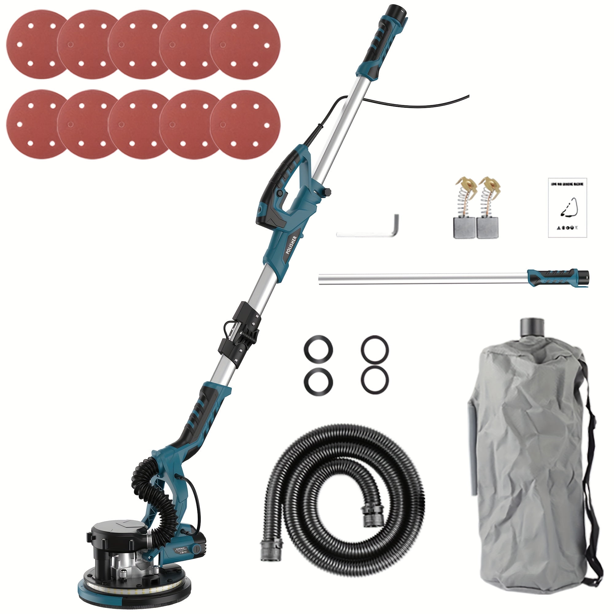 GEWNA Drywall Sander, 1050W Electric Sander, 500-1800RPM, Dustless ...