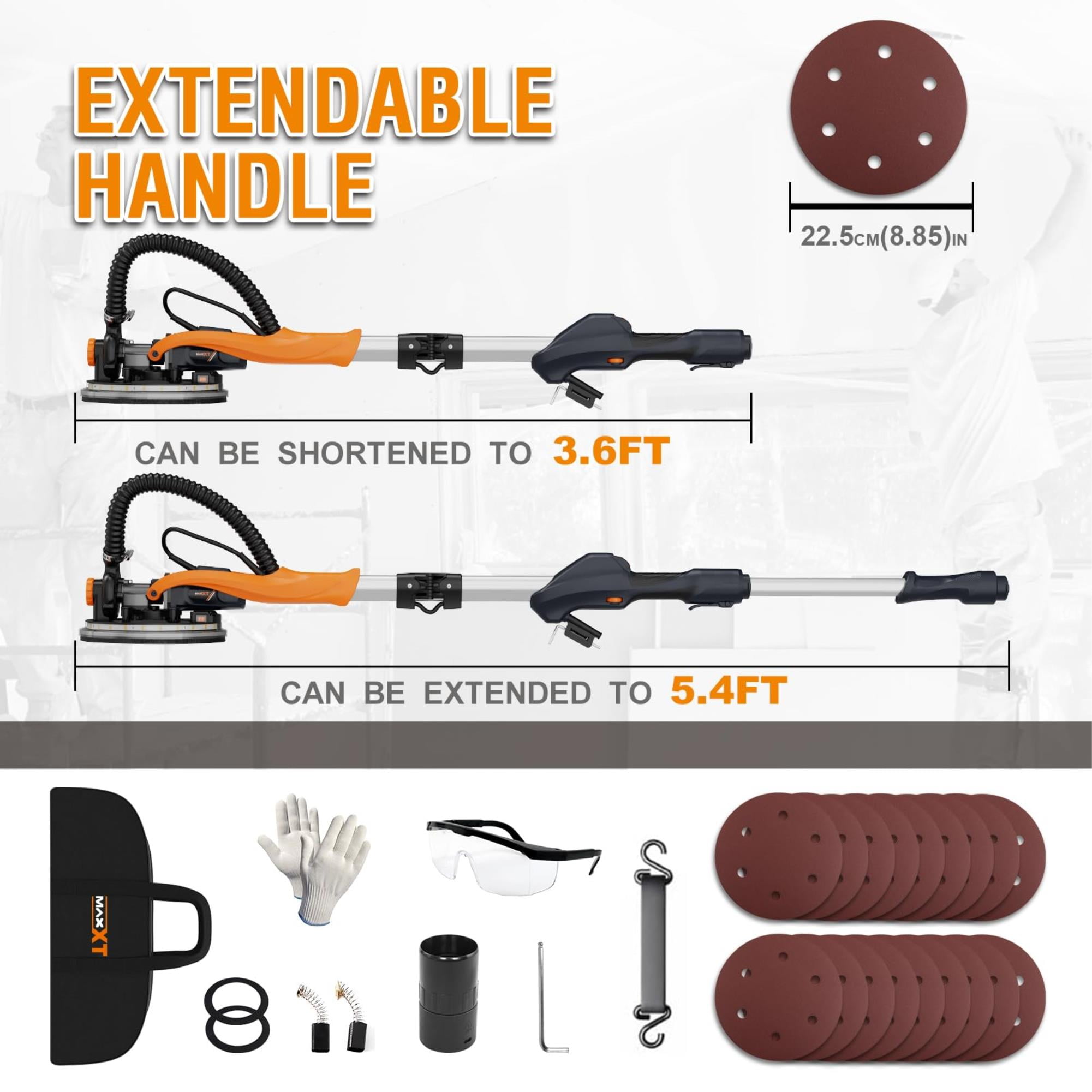 Drywall Sander with Vacuum Dust Collection, 6 Variable Speed Foldable ...