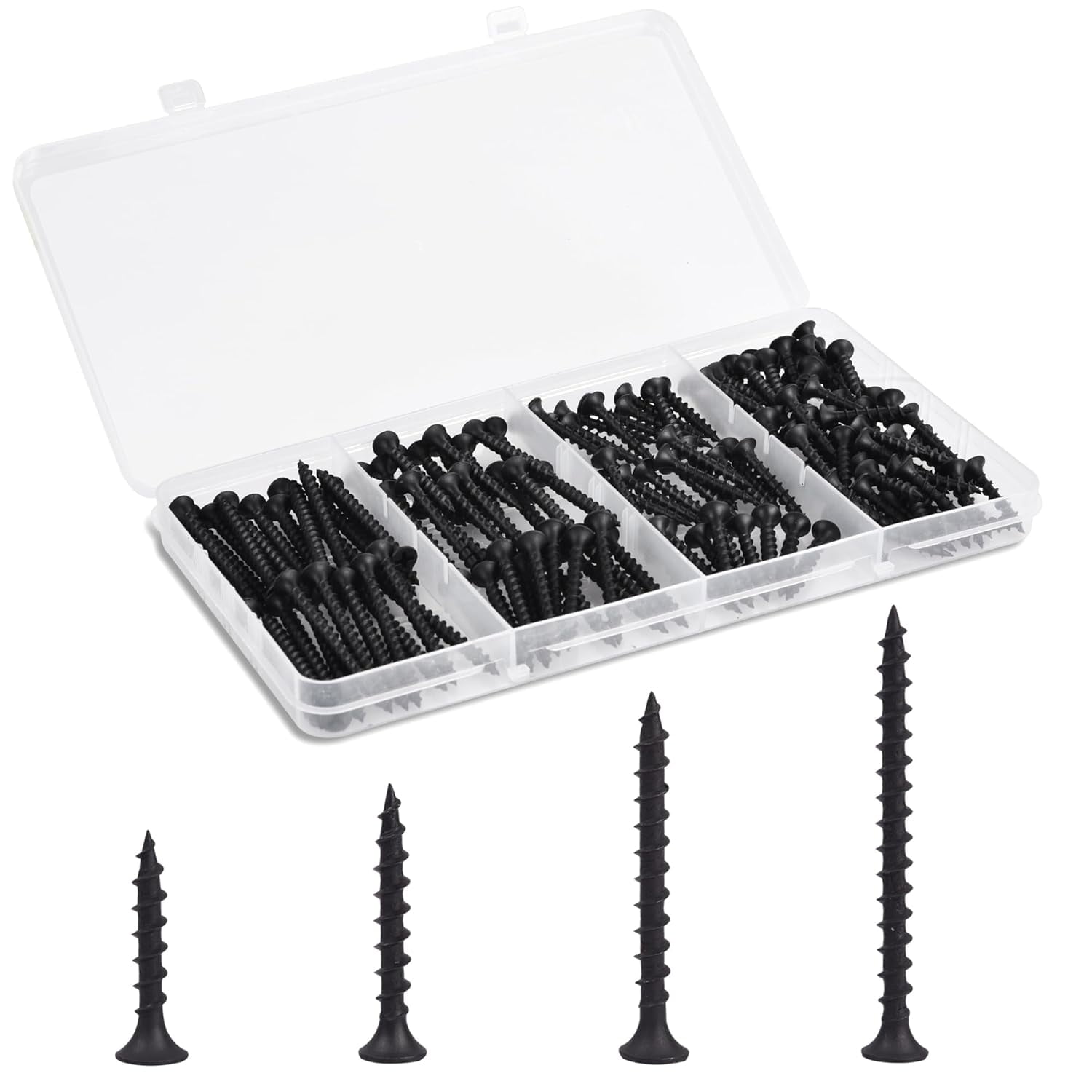 Drywall Screws Assortment Kit - 170 Pcs Black Wood Screws Phillips Tips ...