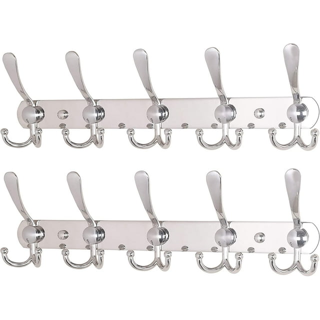 Dseap Coat Rack Wall Mounted-5 Tri Hooks,Stainless Steel Heavy Duty ...