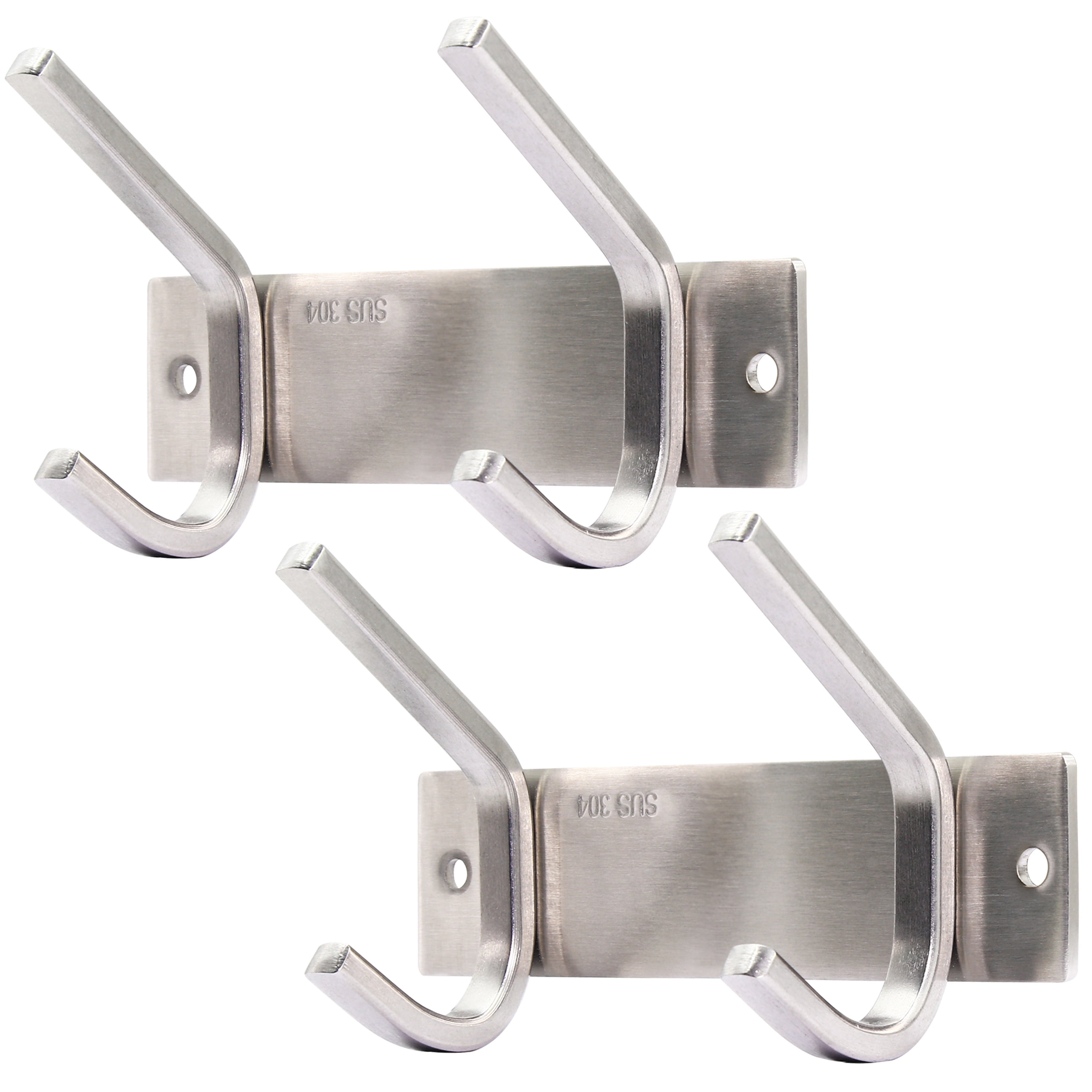 Dseap Sturdy Coat Rack with 2 Dual Hooks,Heavy Duty Wall Mounted ...