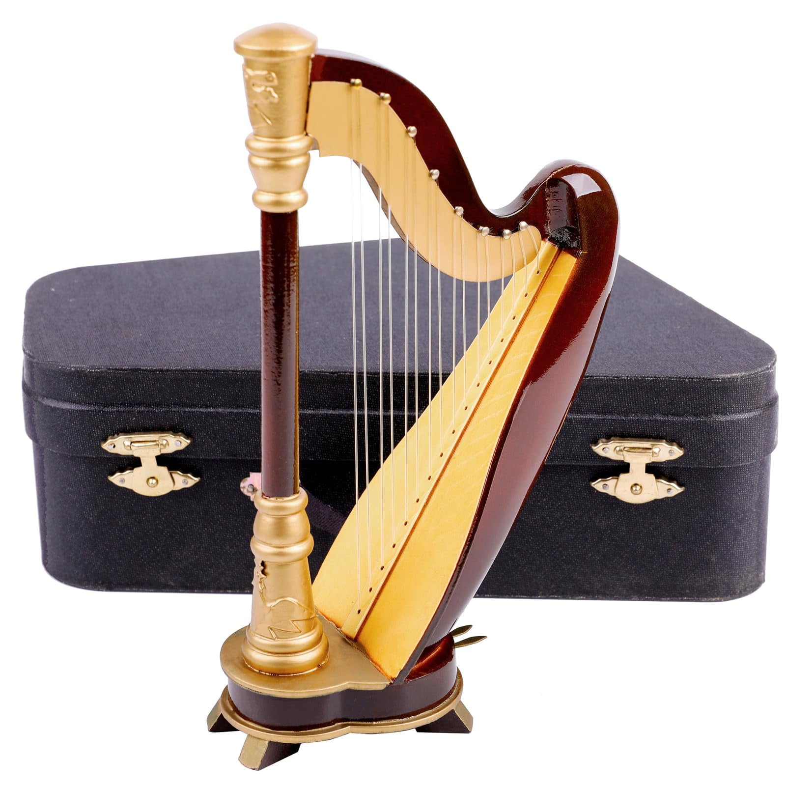 Dselvgvu Wooden Miniature Harp with Case Mini Musical Instrument Harp ...