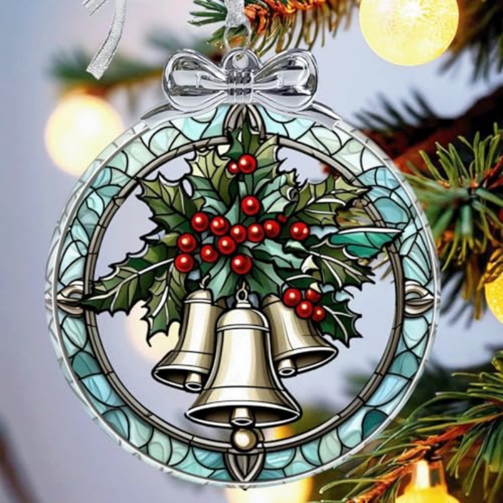 Dserfhy Bell Stained Glass Orament Small Bell Suncatcher Window ...