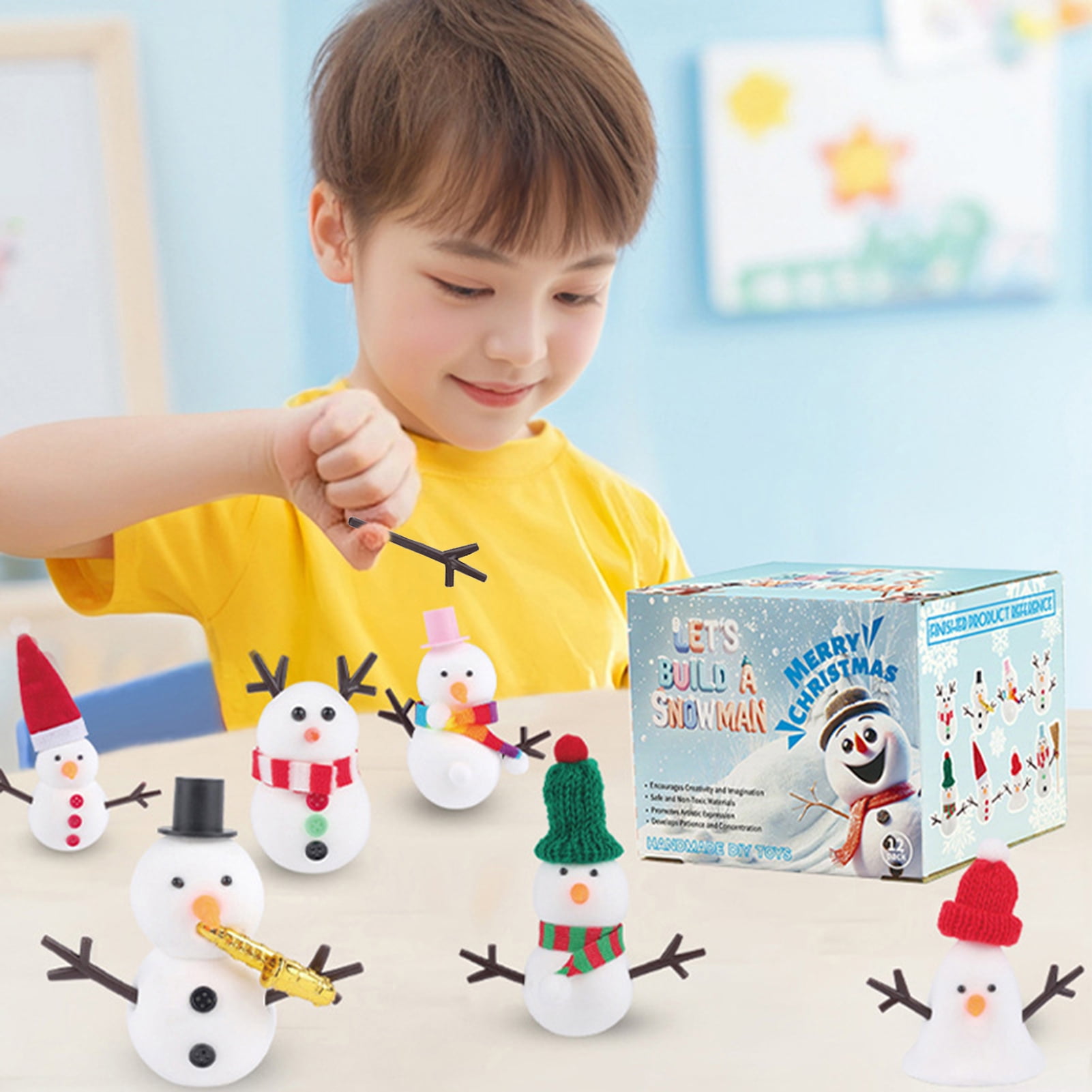 Dserfhy Build A Snowman Kit Air Dry Clay Snowman Christmas Crafts for ...