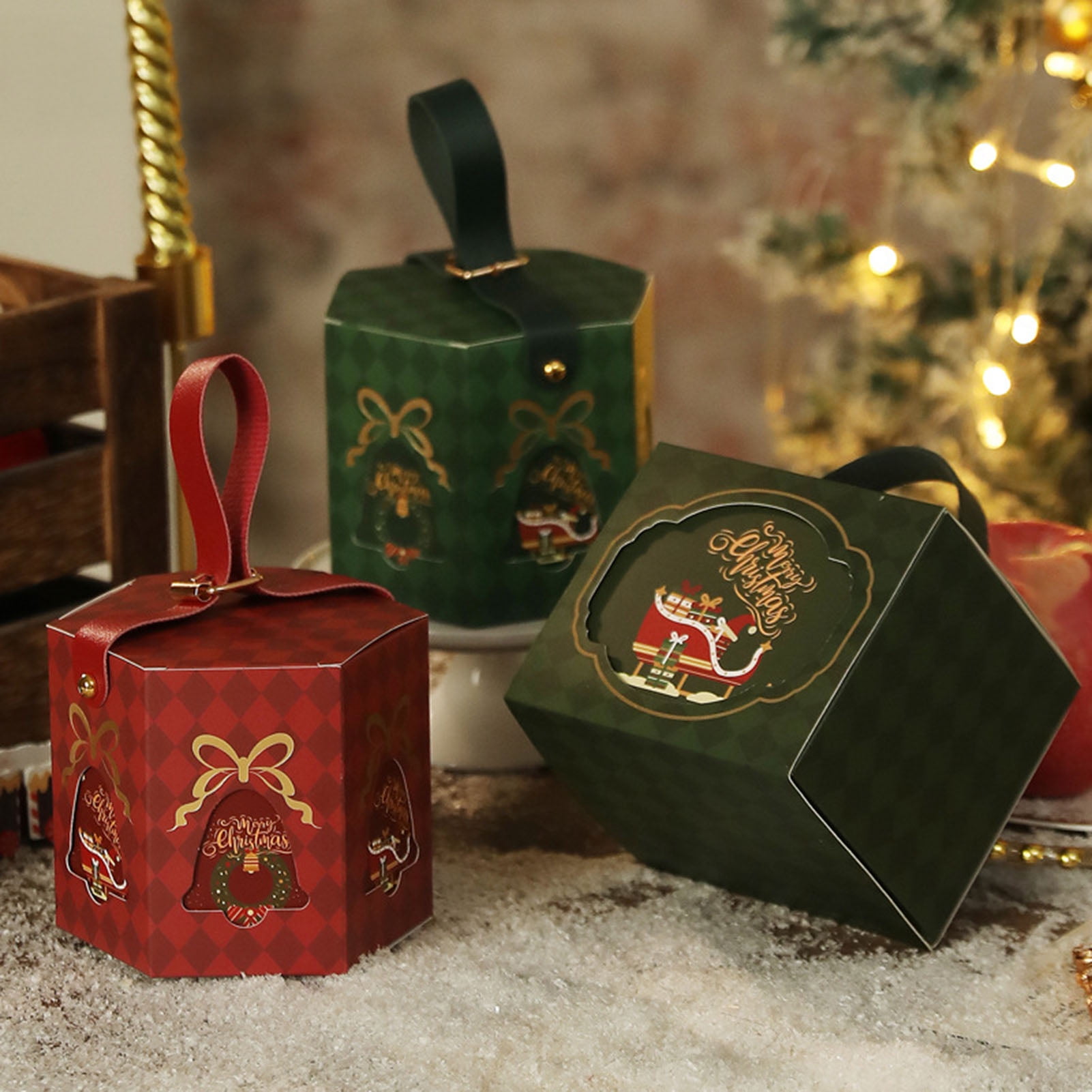 Dserfhy Christmas Gift Box with Handle Cartoon Fruits Candy Treats ...