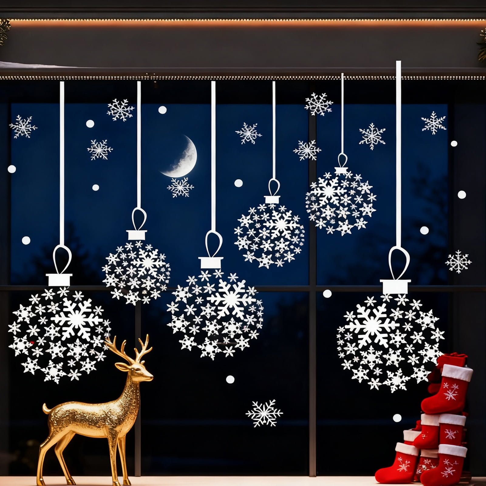 Dserhfy Christmas Snowflake Window Clings Large White Snowflake Window ...