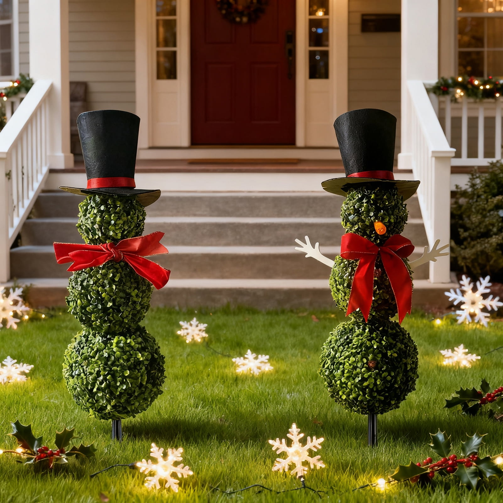 Dserfhy Christmas Snowman Topiary Artificial Snowman Shaped Topiary ...