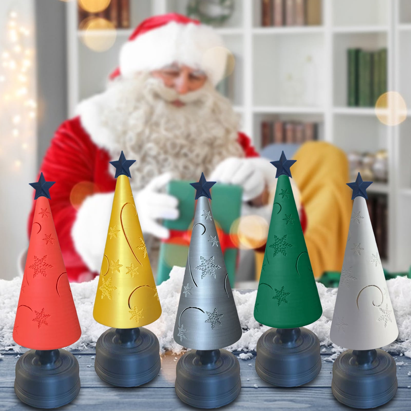 Dserfhy Christmas Tree Decoration 3D Printed Illuminated Swirling Snow ...