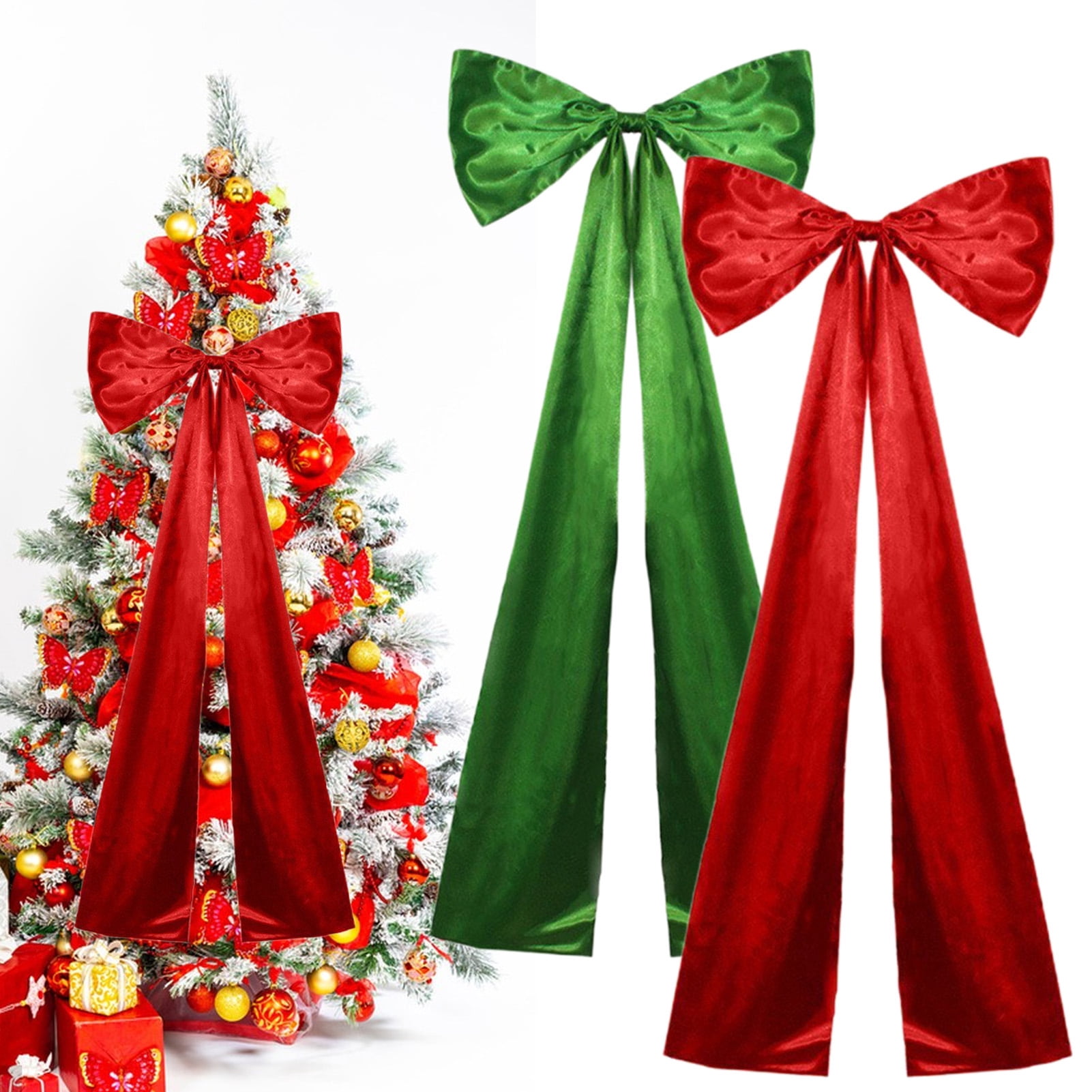 Dserfhy Christmas Tree Topper Bow Large Tree Topper Satin Bow ...