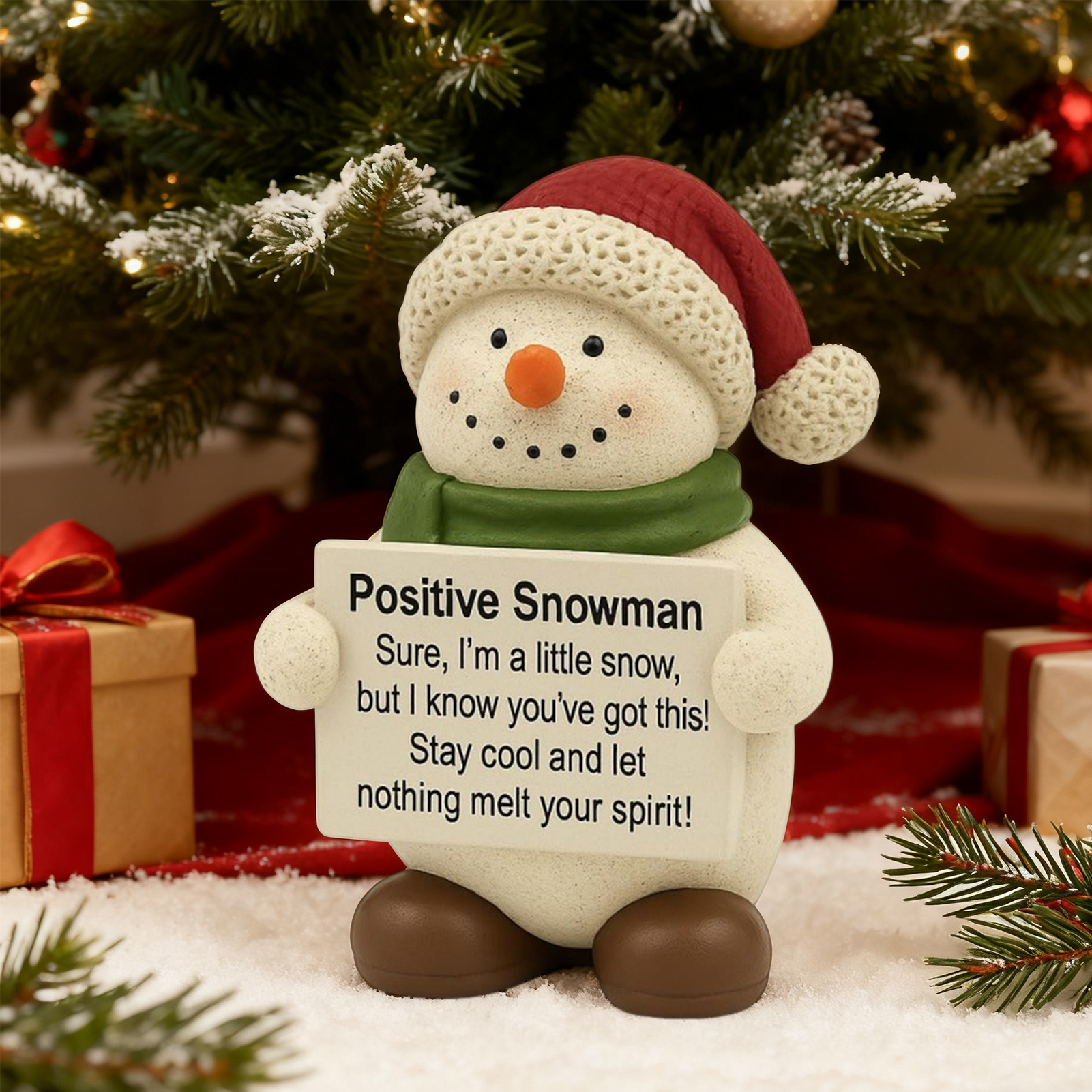 Dserfhy Positive Snowman Resin Figurine Hand-Painted Christmas Ornament ...