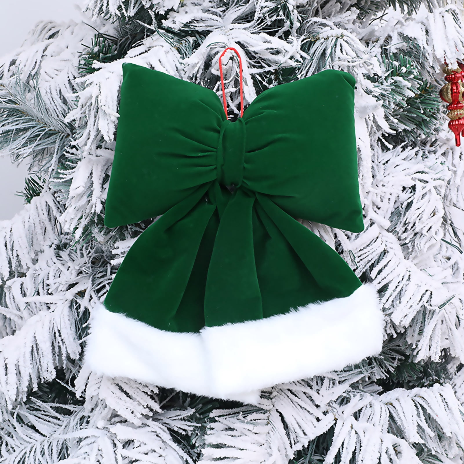 Dserfhy Velvet Christmas Bows Stuffed Plush Xmas Hanging Bows Ornament ...