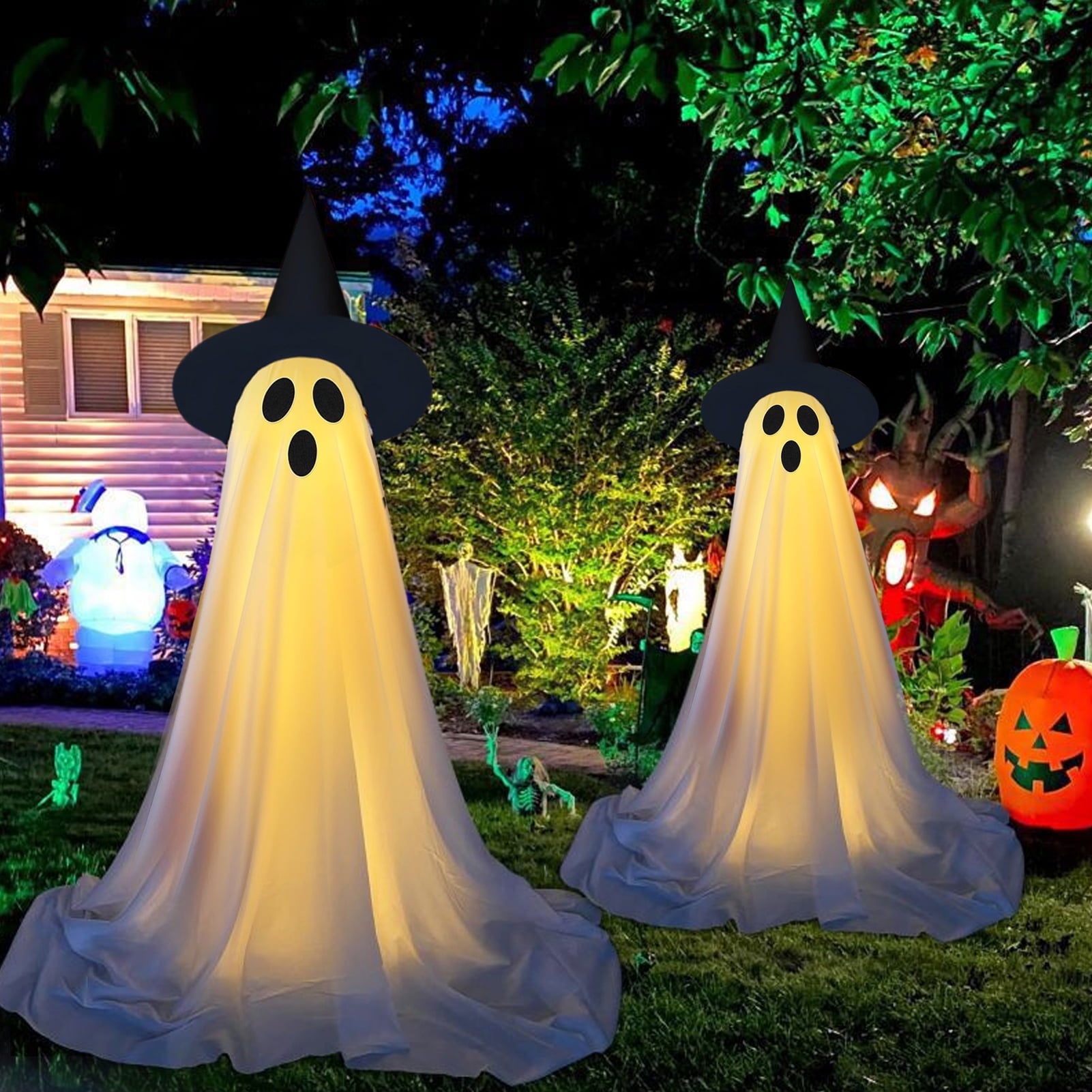 Dserhfy 1/2Pcs Halloween Ghost Decorations, Outdoor Spooky Standing ...