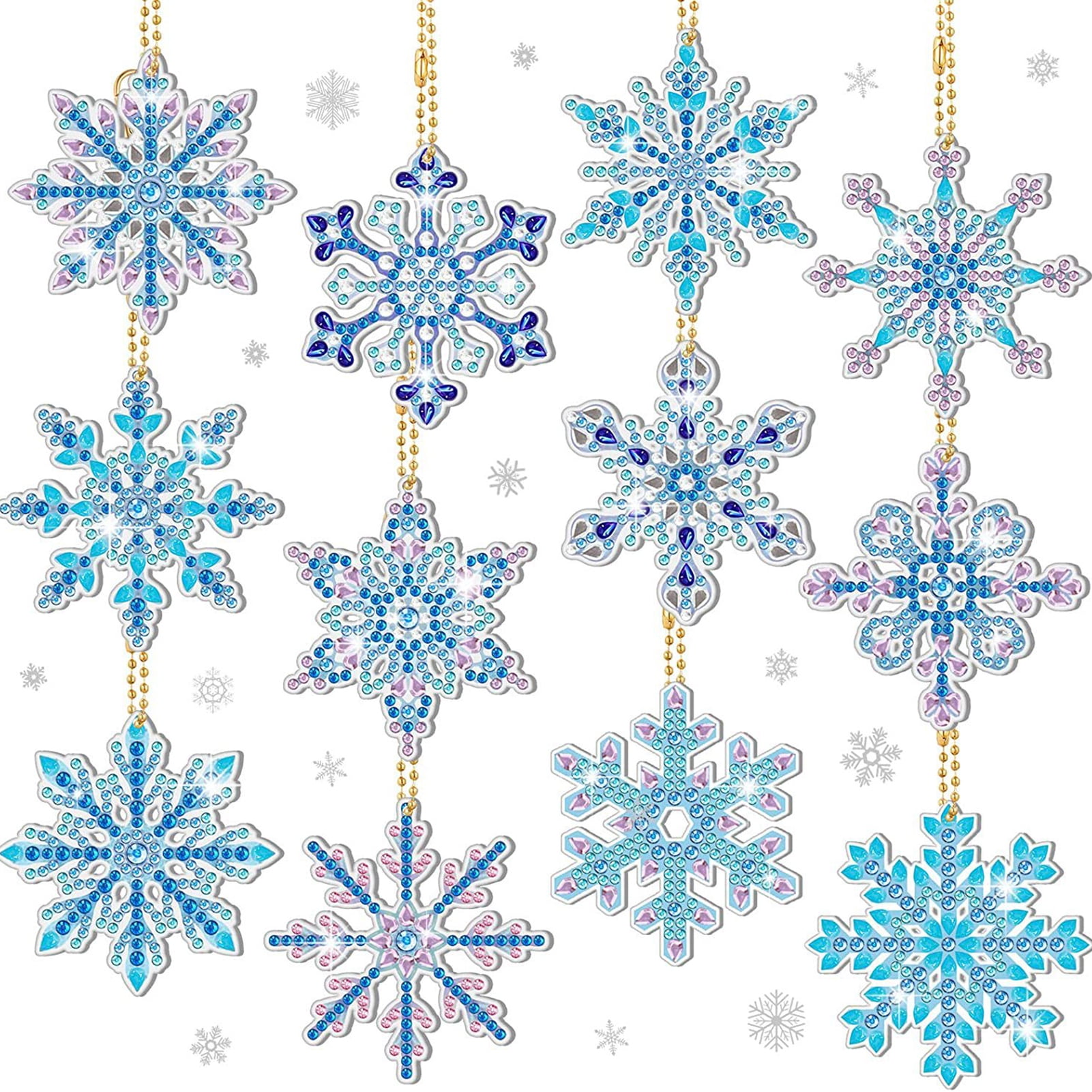 Dserhfy 1 Set Snowflake Pendants Diamond Painting Keychain 5D Key ...