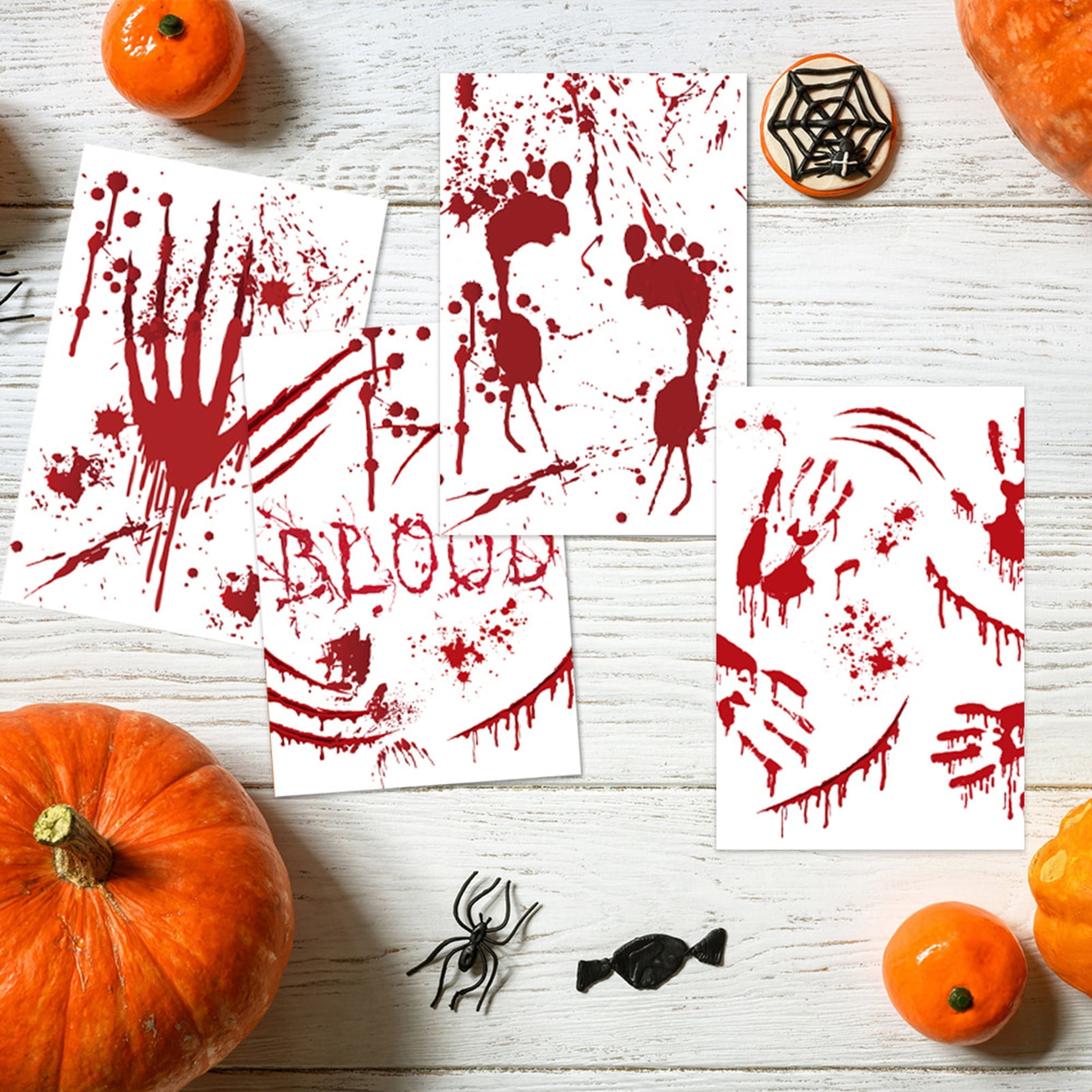 Dserhfy 12 Pack Halloween Postcards Scary Blood Handprint Sticky Notes ...