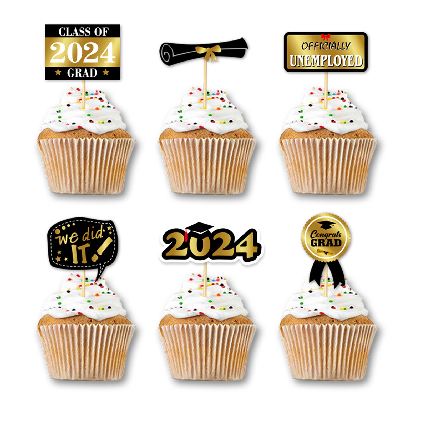 Dserhfy 12 Sheets Class of 2024 Graduation Yard Signs Cake Decoration ...