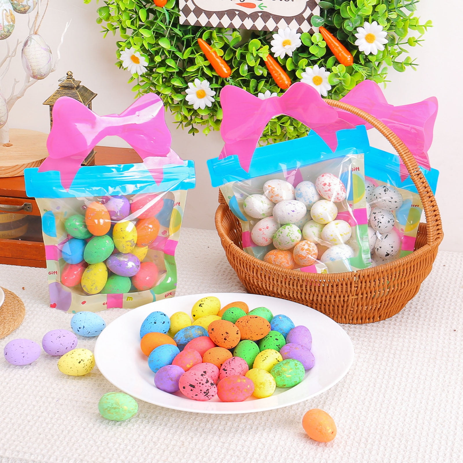 Dserhfy 18 Pcs Foam Easter Eggs DIY Fake Colored Eggs Easter Basket ...