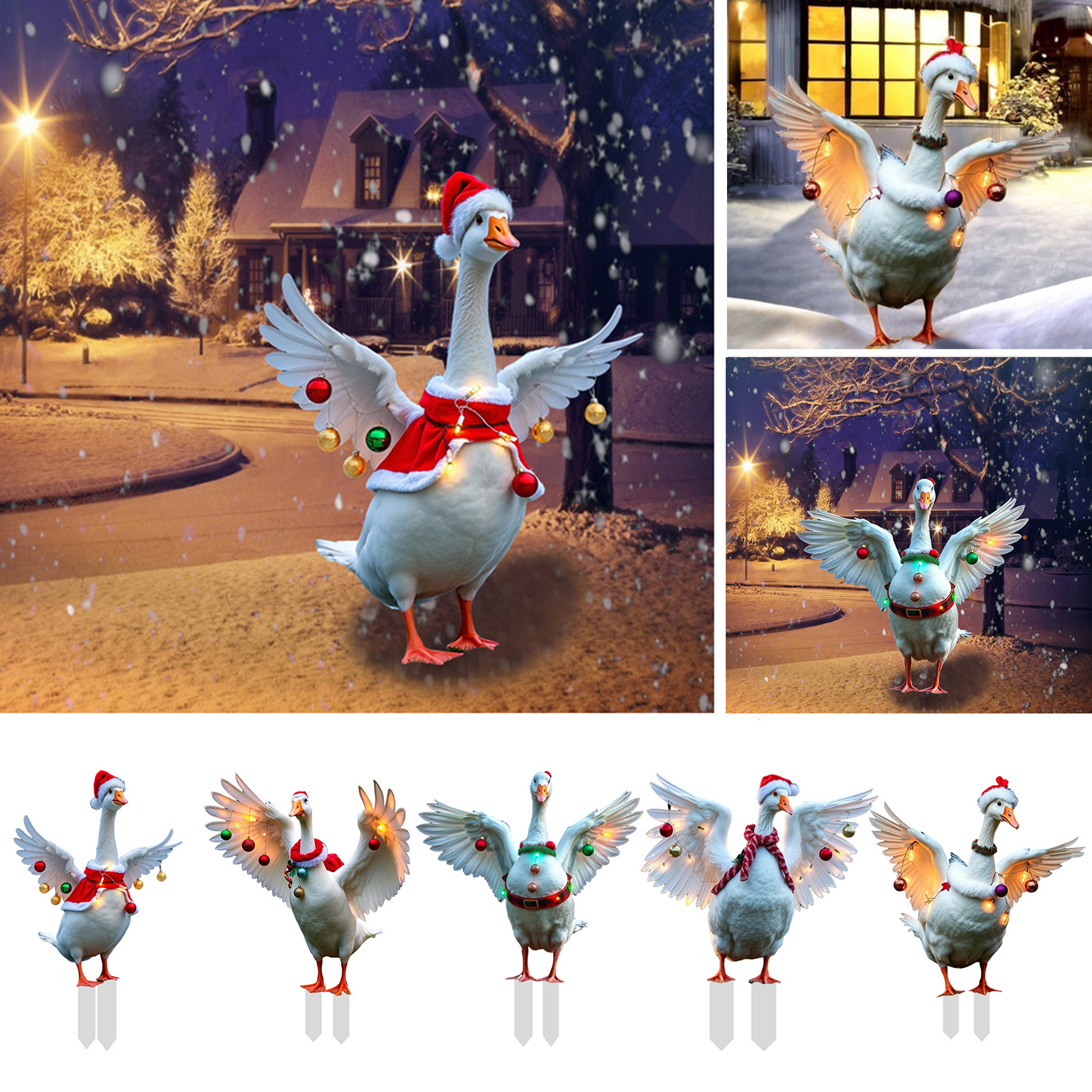 Dserhfy 2/3Pcs Christmas Duck Garden Stakes Acrylic Pathway Yard Art ...