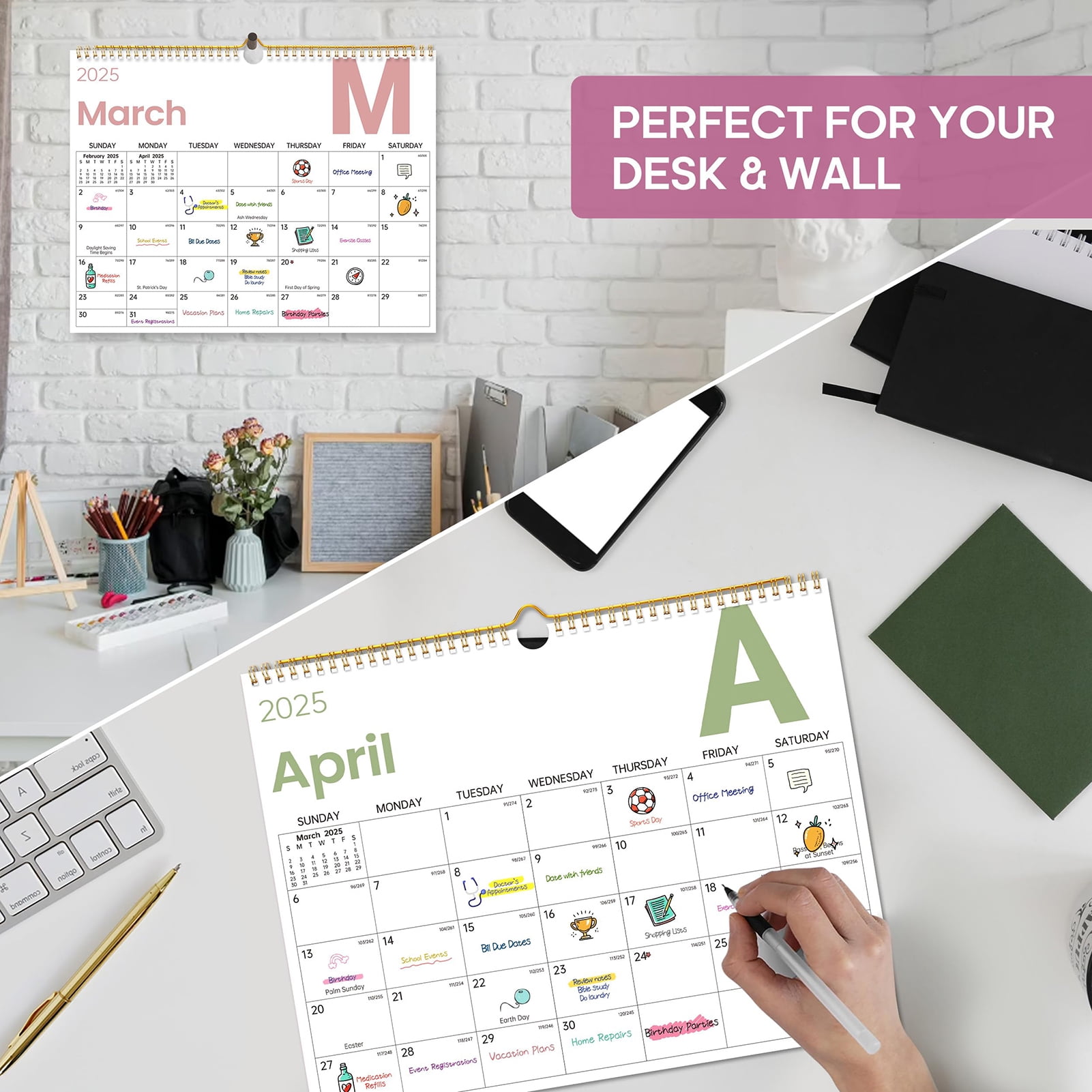 Dserhfy 2025 Wall Calendar 18-Month Large Hanging Calendar January 2025 ...