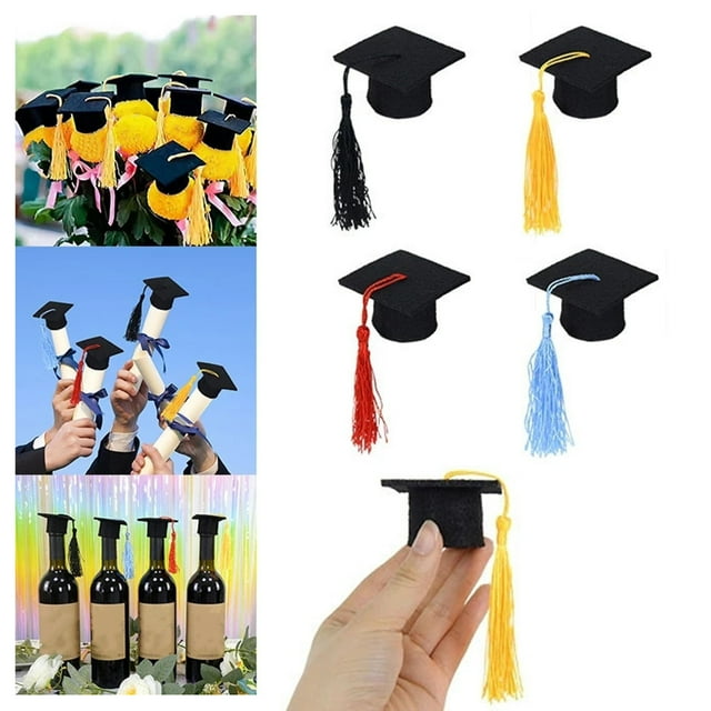Dserhfy 20Pcs Felt Mini Graduation Bachelor Hat with Tassels ...