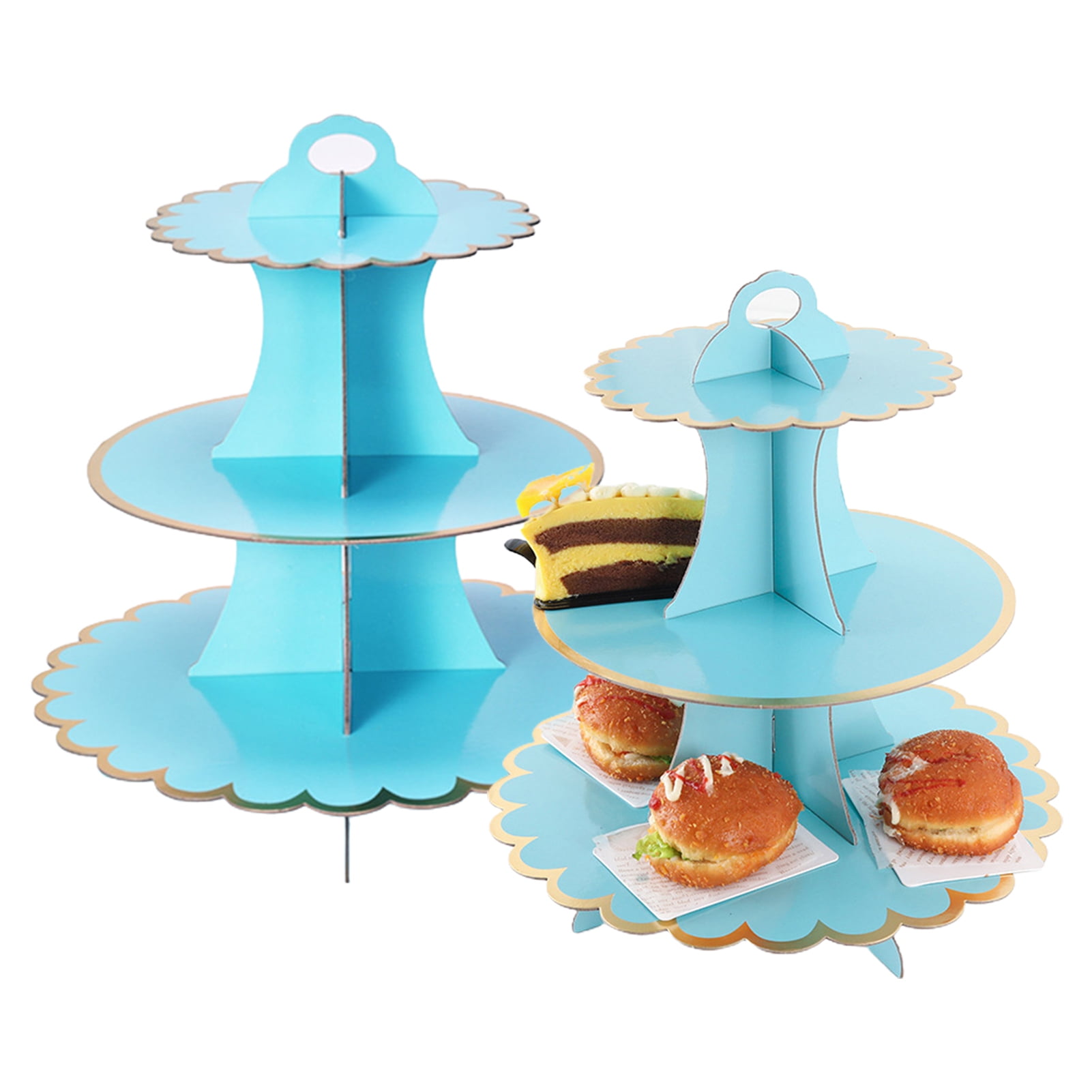 Dserhfy 3 Tiers Cupcake Stand Bronzing Edge Disposable Paper Cake ...