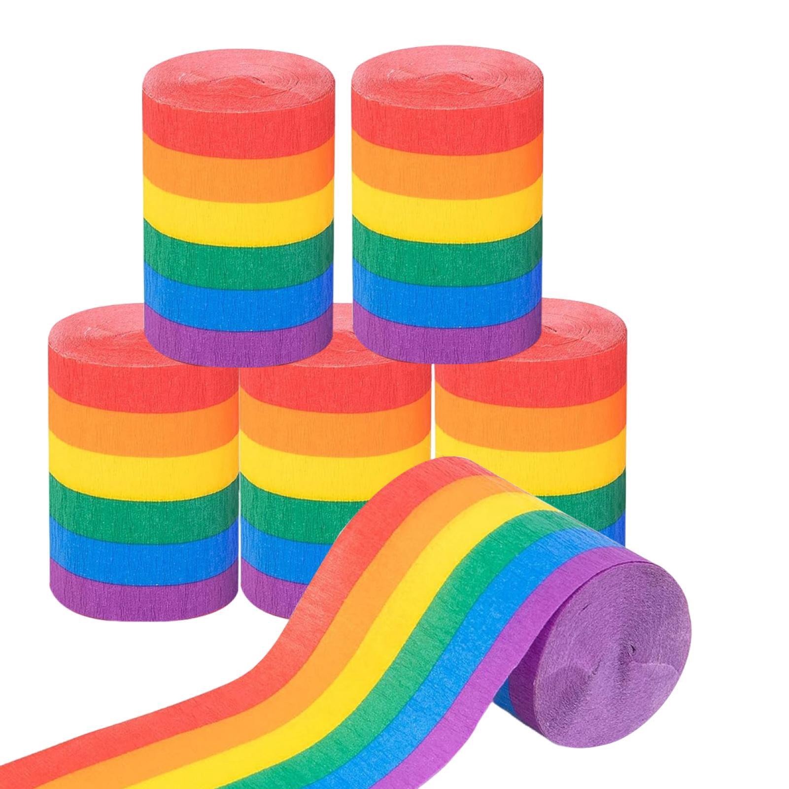 Dserhfy 32ft Rainbow Crepe Paper Streamers Colourful Crepe Paper Roll ...