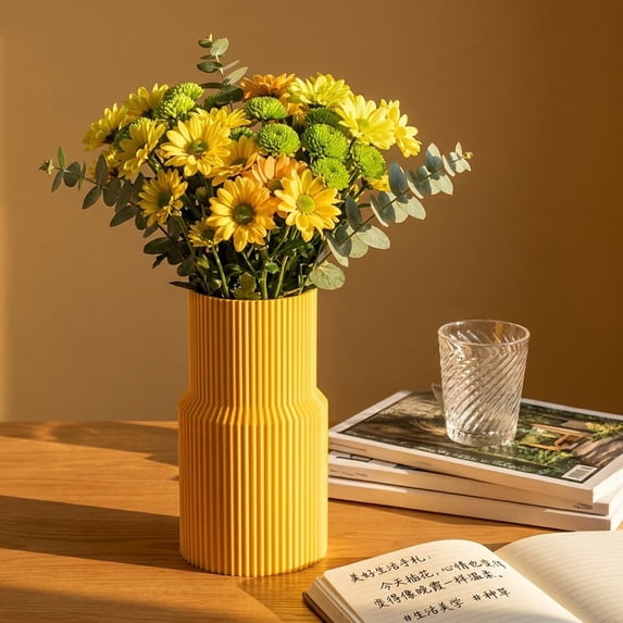 Dserhfy 3D Printed Vase Straight Shape Flower Vase Decorative Flower ...