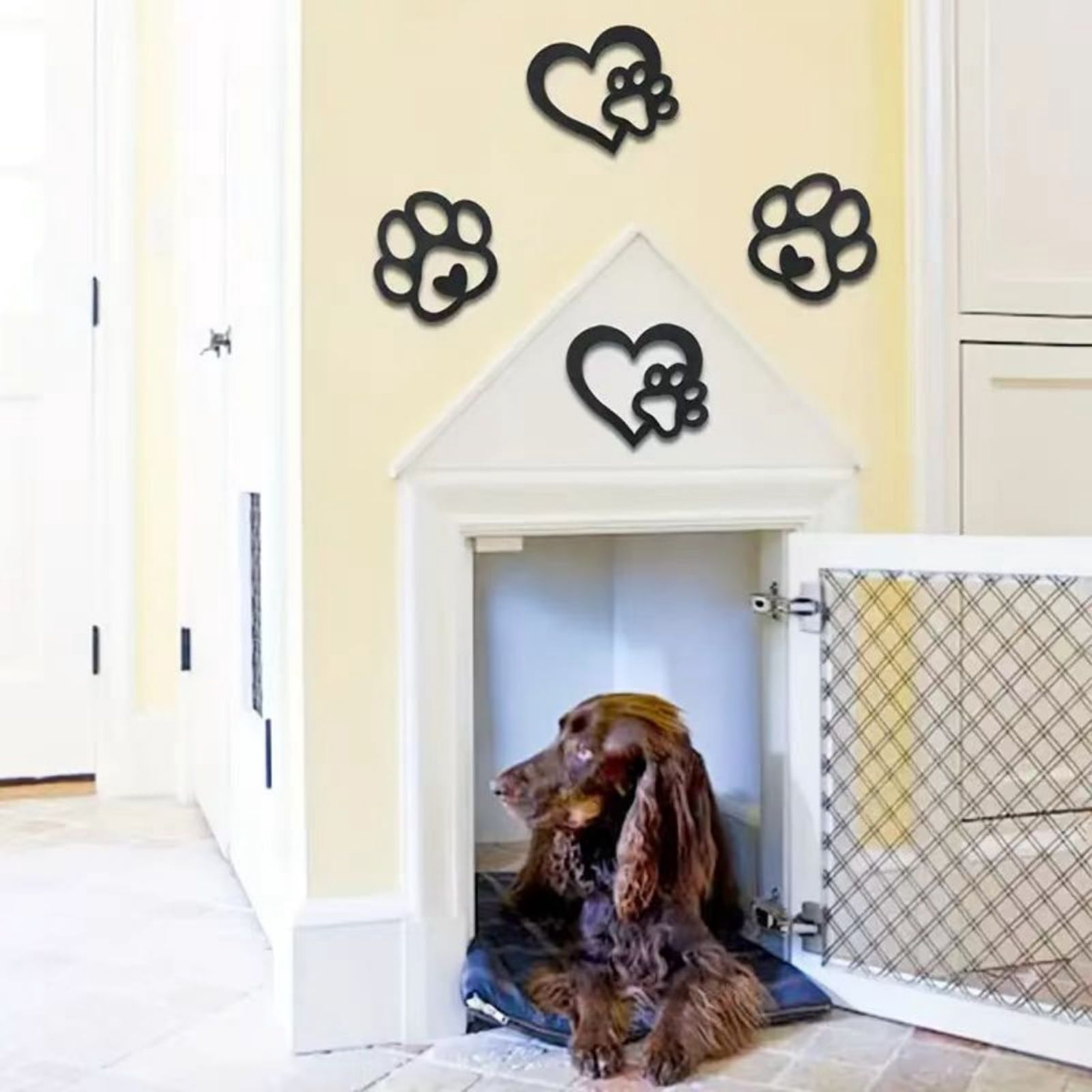 Dserhfy 4 Pcs Dog Paw Print Decorations Wooden Pet Paw Prints Wall Art ...