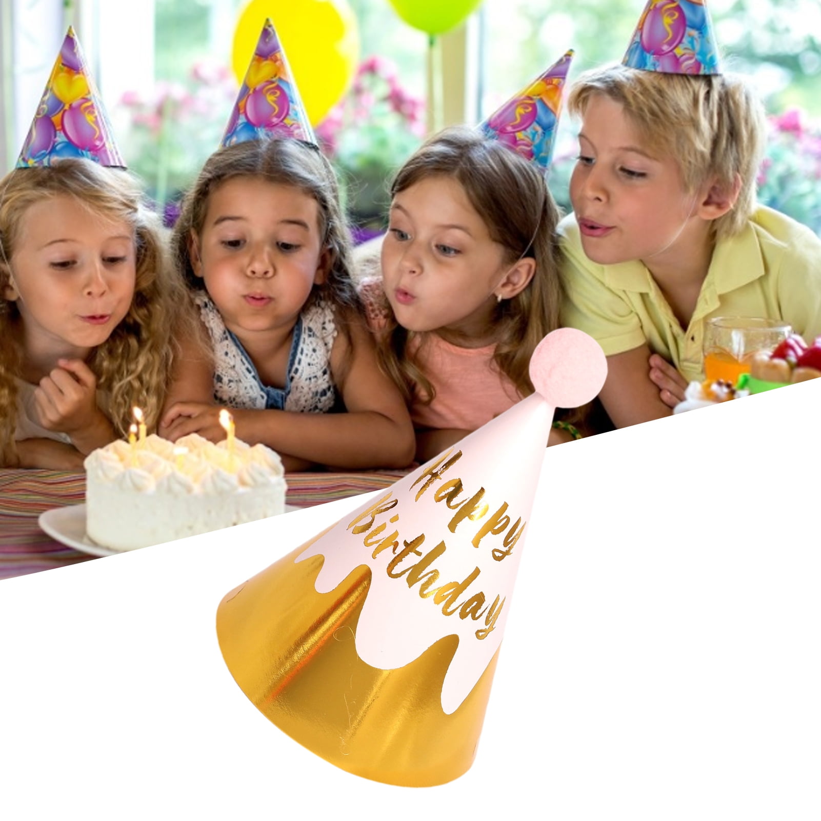 Dserhfy 5Pcs Birthday Hats Beautiful Portable Paper Cone Hats Dress Up ...