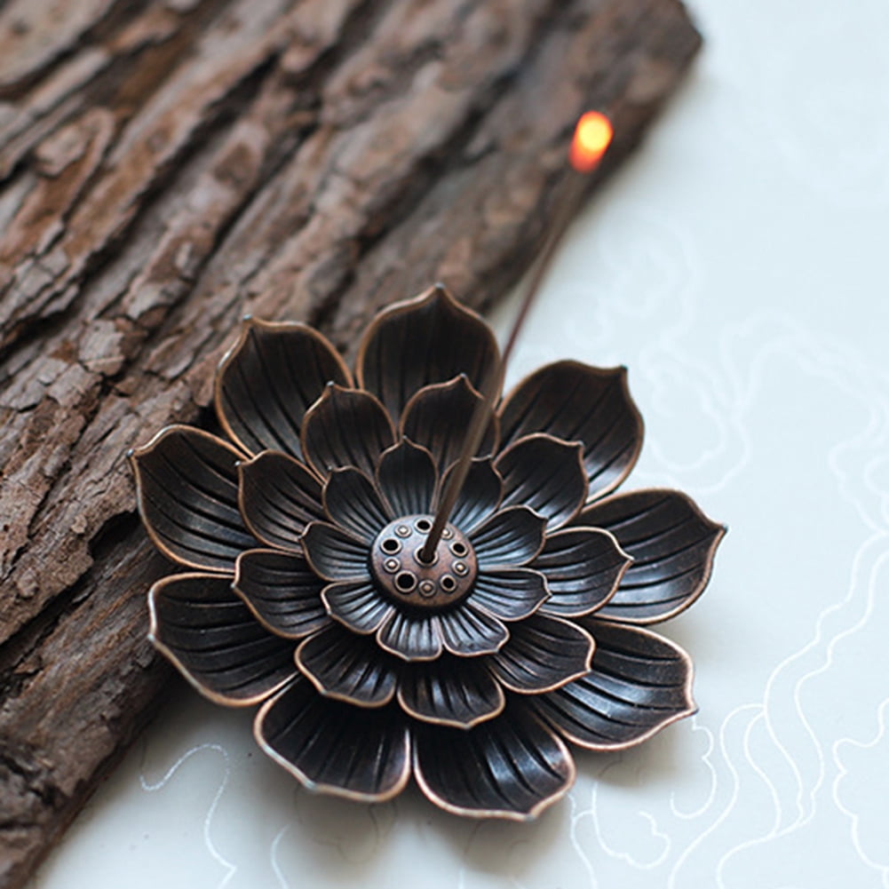 Dserhfy 6 Hole Lotus Bronze Censer Plate Cone Incense Burners Holder ...