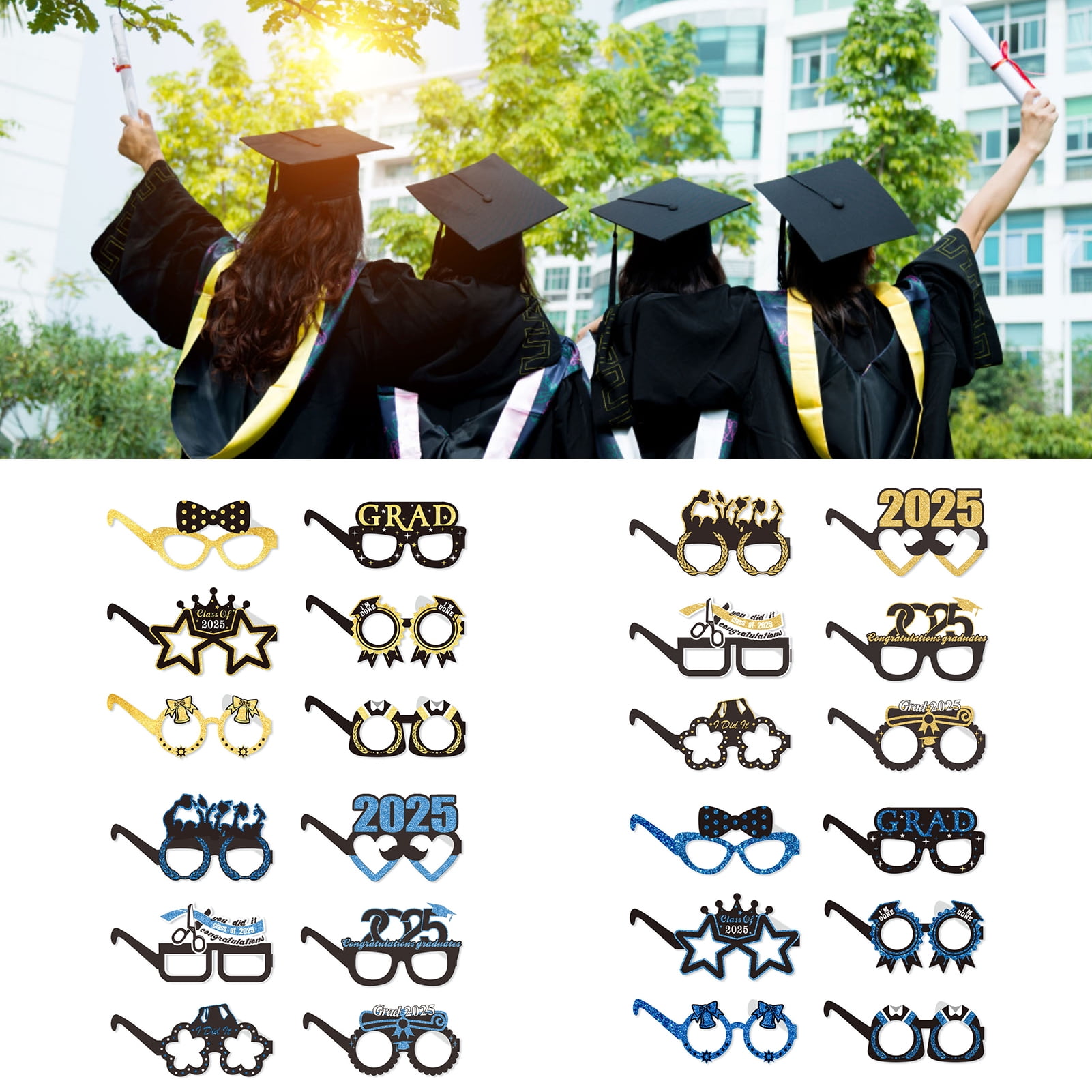 Dserhfy 6 Pcs 2025 Graduation Party Glasses Reusable Graduation Paper ...