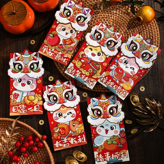 Dserhfy 6 Pcs Cartoon Snake Red Envelopes Year of The Snake Lucky Money ...