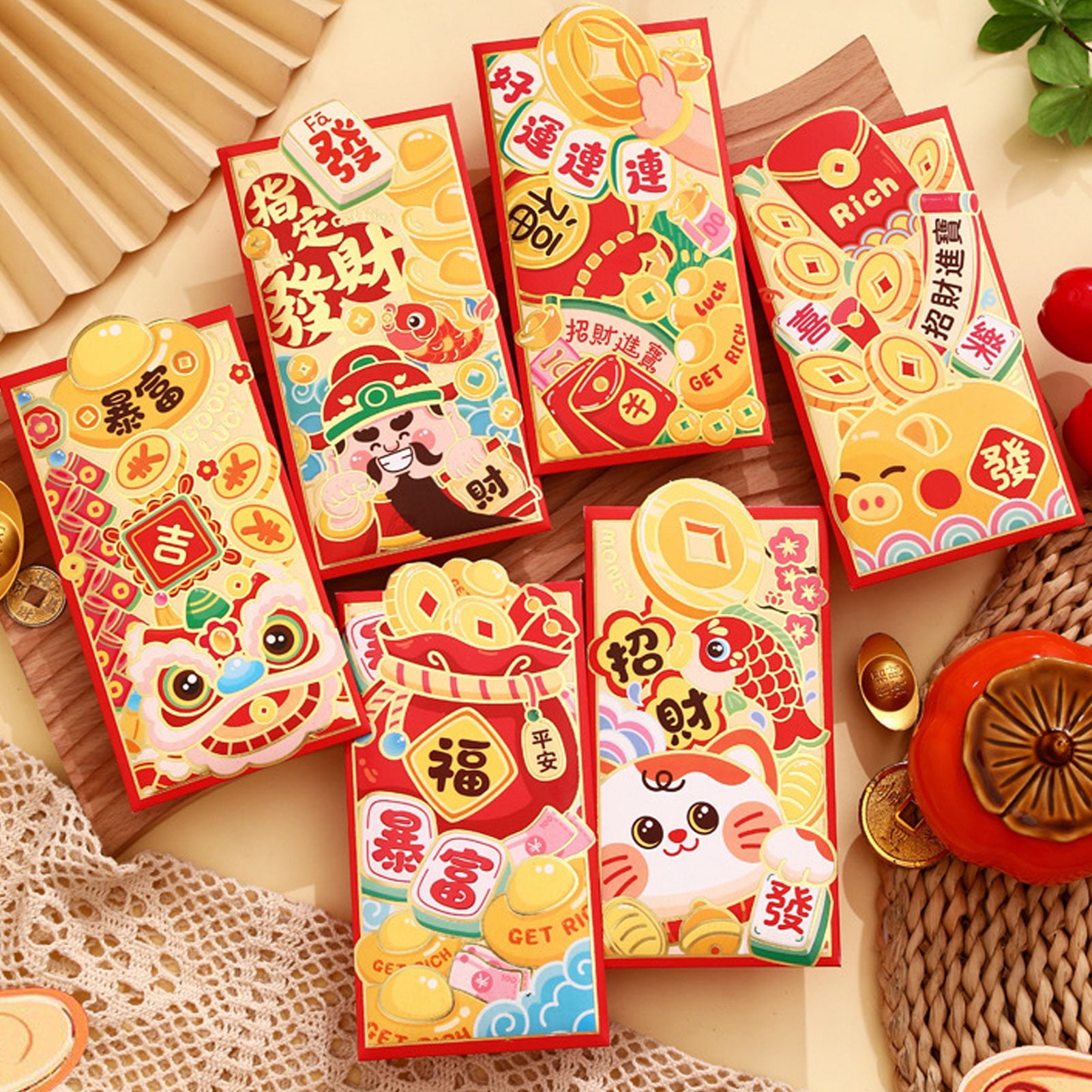 Dserhfy 6Pcs Red Envelopes 2025 Chinese Lunar New Year Red Pocket Year ...