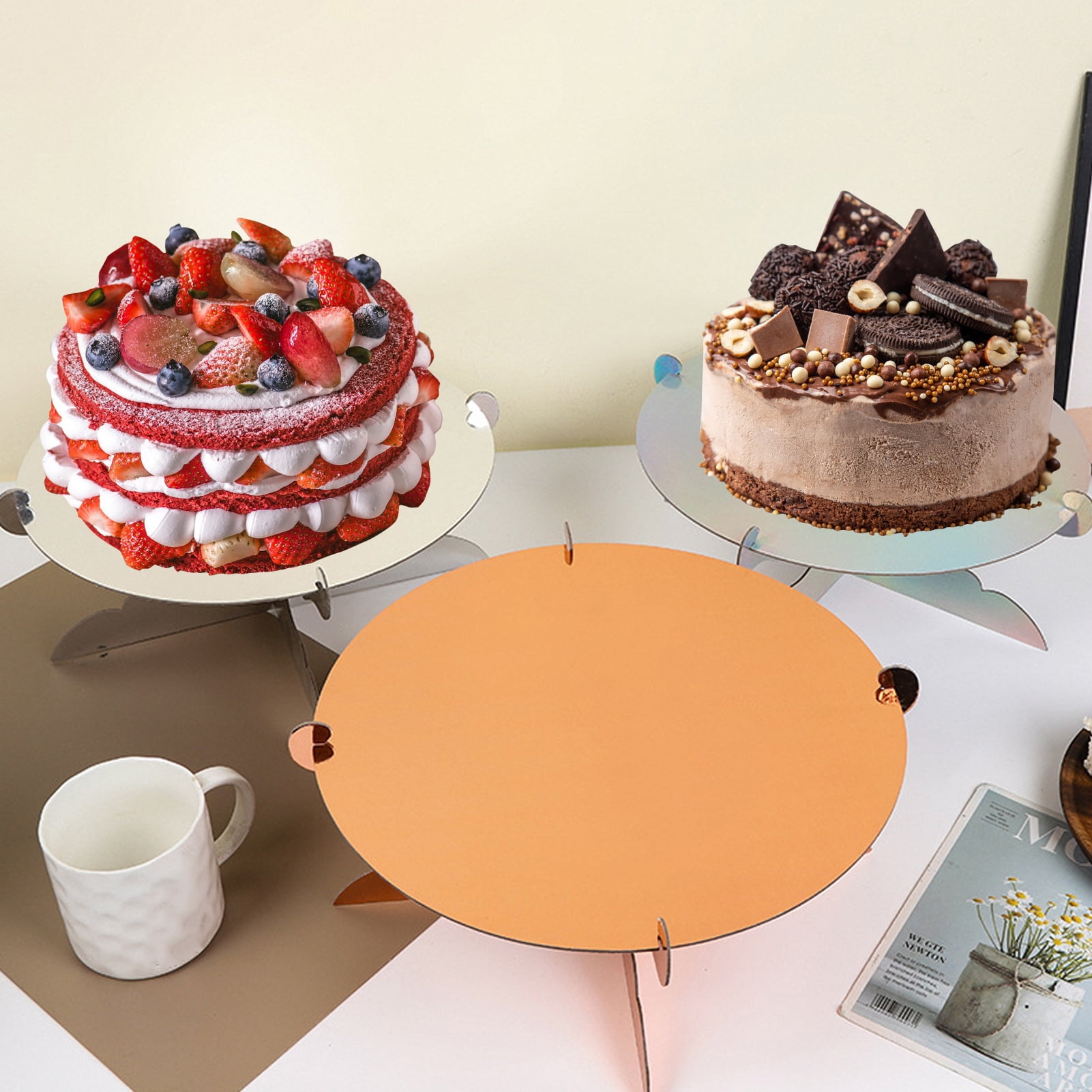 Dserhfy Cake Stand Easy to Install Single Layer Round Cupcake Stand ...