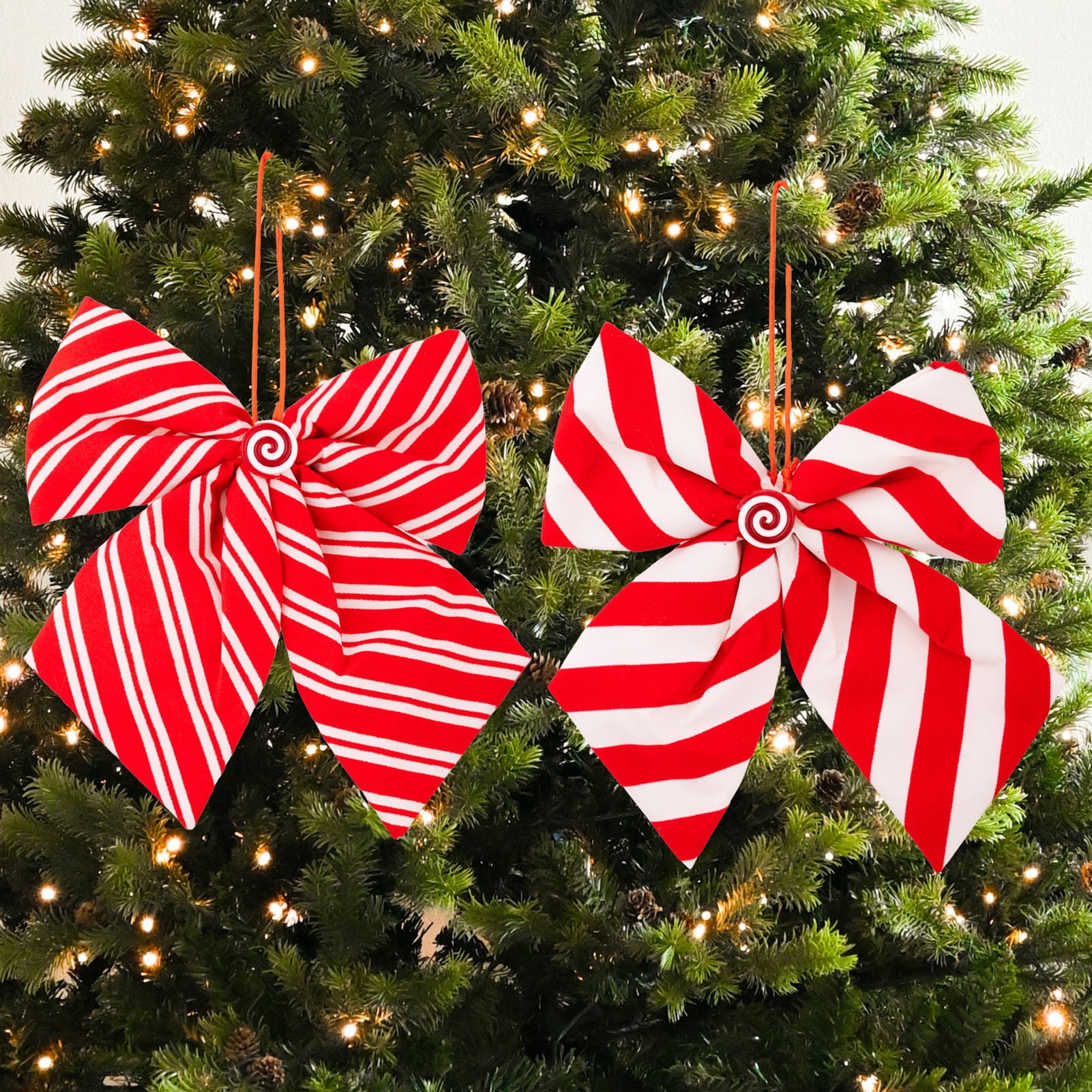 Dserhfy Candy Stripes Christmas Bows for Wreath Red And White Candy ...