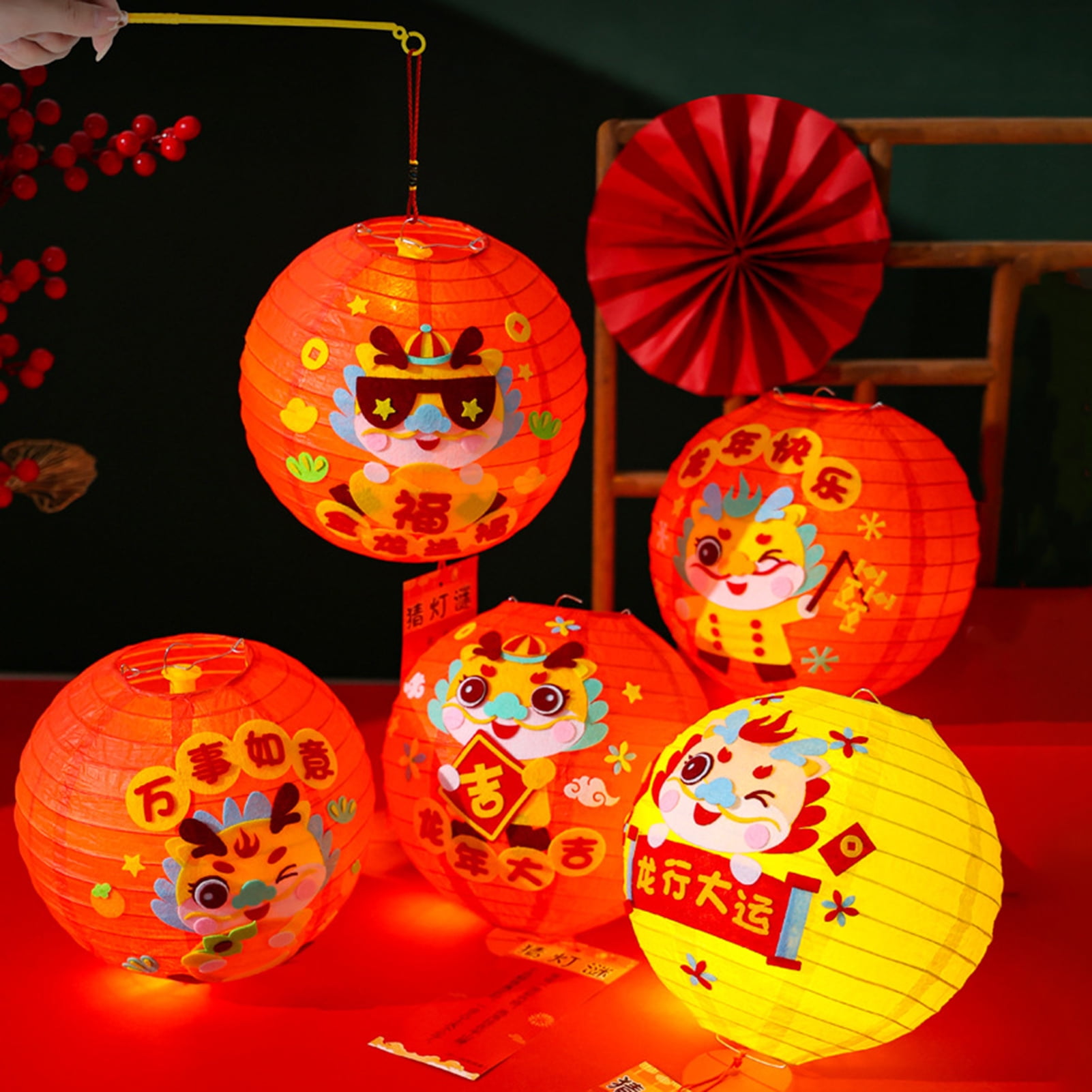 Dserhfy Chinese Dragon DIY Lantern Kit Cute Cartppn Design with Riddle ...