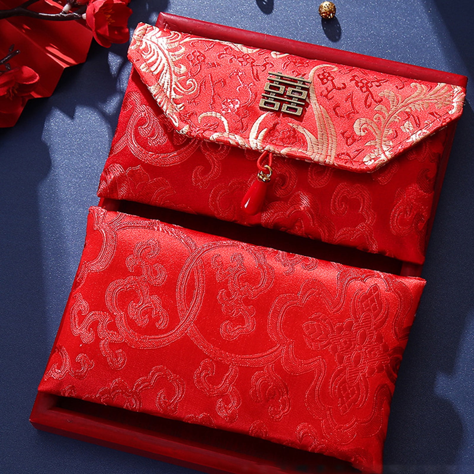 Dserhfy Chinese Red Envelope Embroidered Satin Cash Envelope Lucky ...