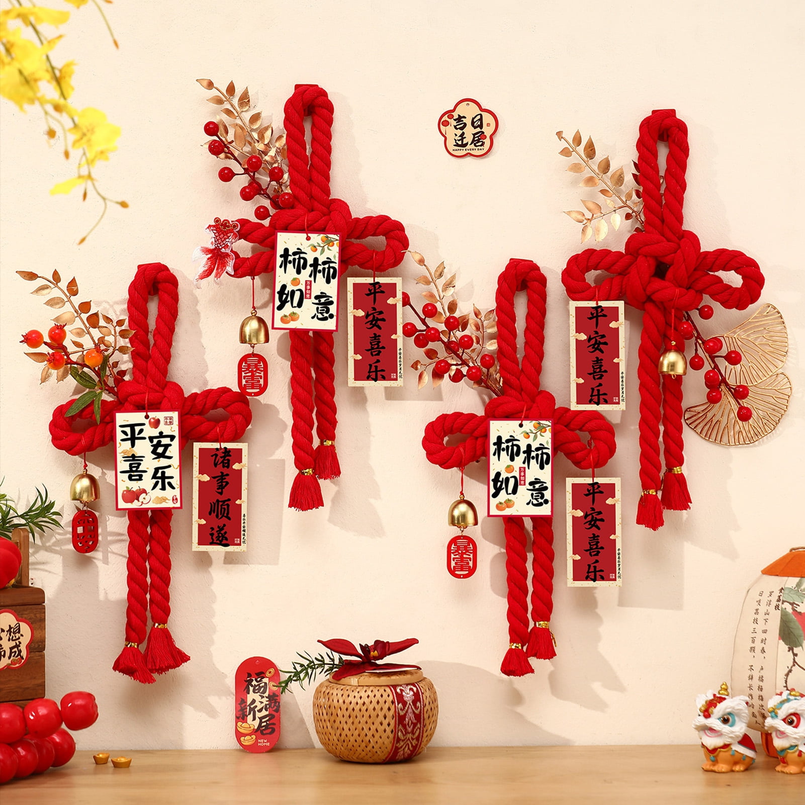Dserhfy Chinese Wanzi Knot Decoration Red Knot Hanging Lucky Ornaments ...