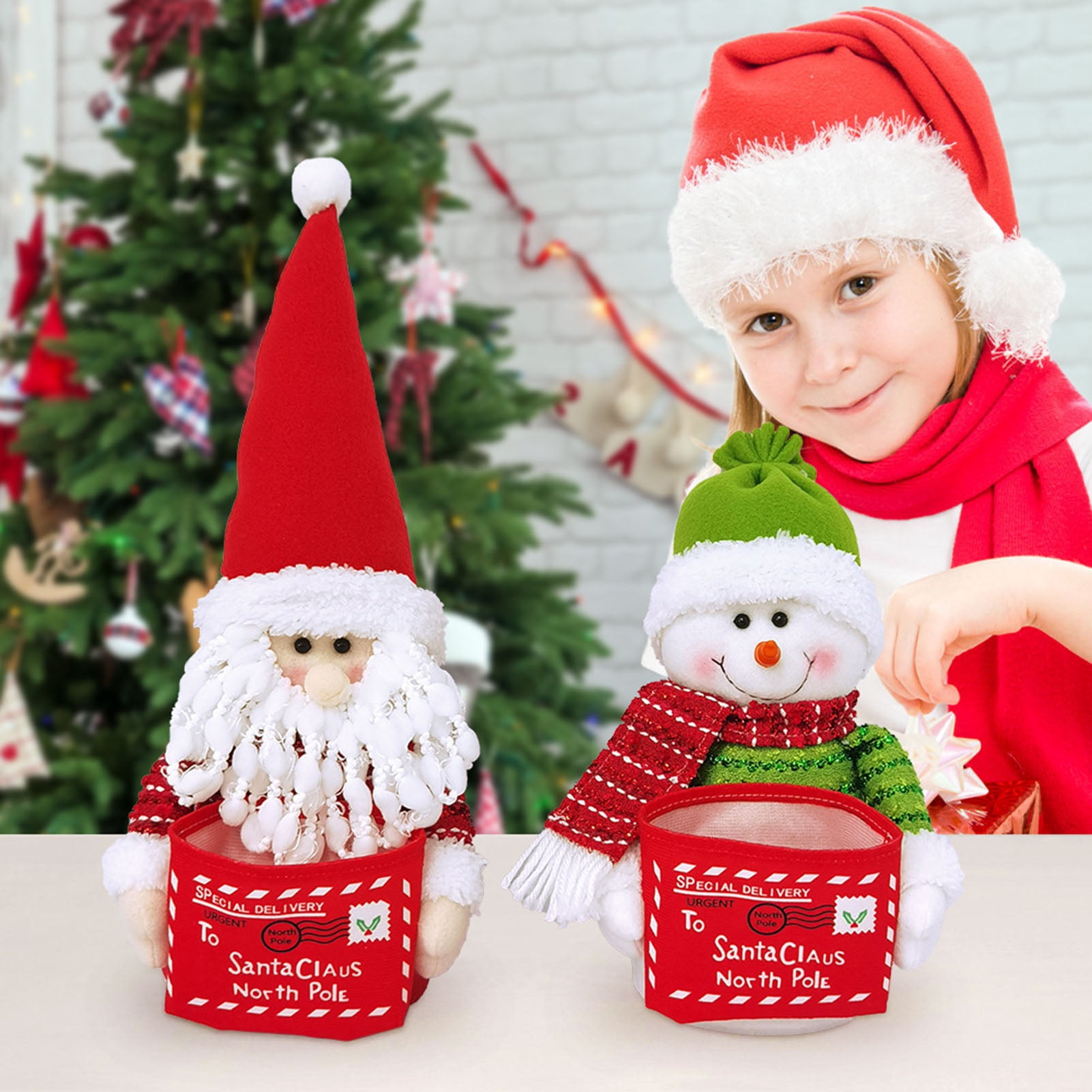 Dserhfy Christmas Candy Bag Plush Santa Claus Snowman Doll with Small ...