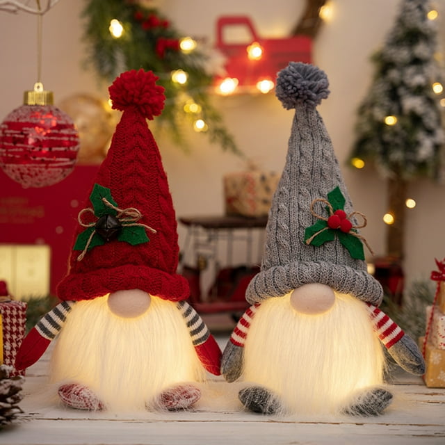 Dserhfy Christmas Gnome Plush Toy with LED Light Adorable Appearance ...