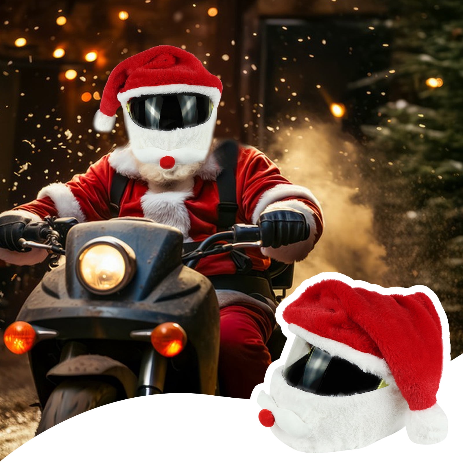 Dserhfy Christmas Motorcycle Helmet Cover Plush Full Face Helmet Cover ...