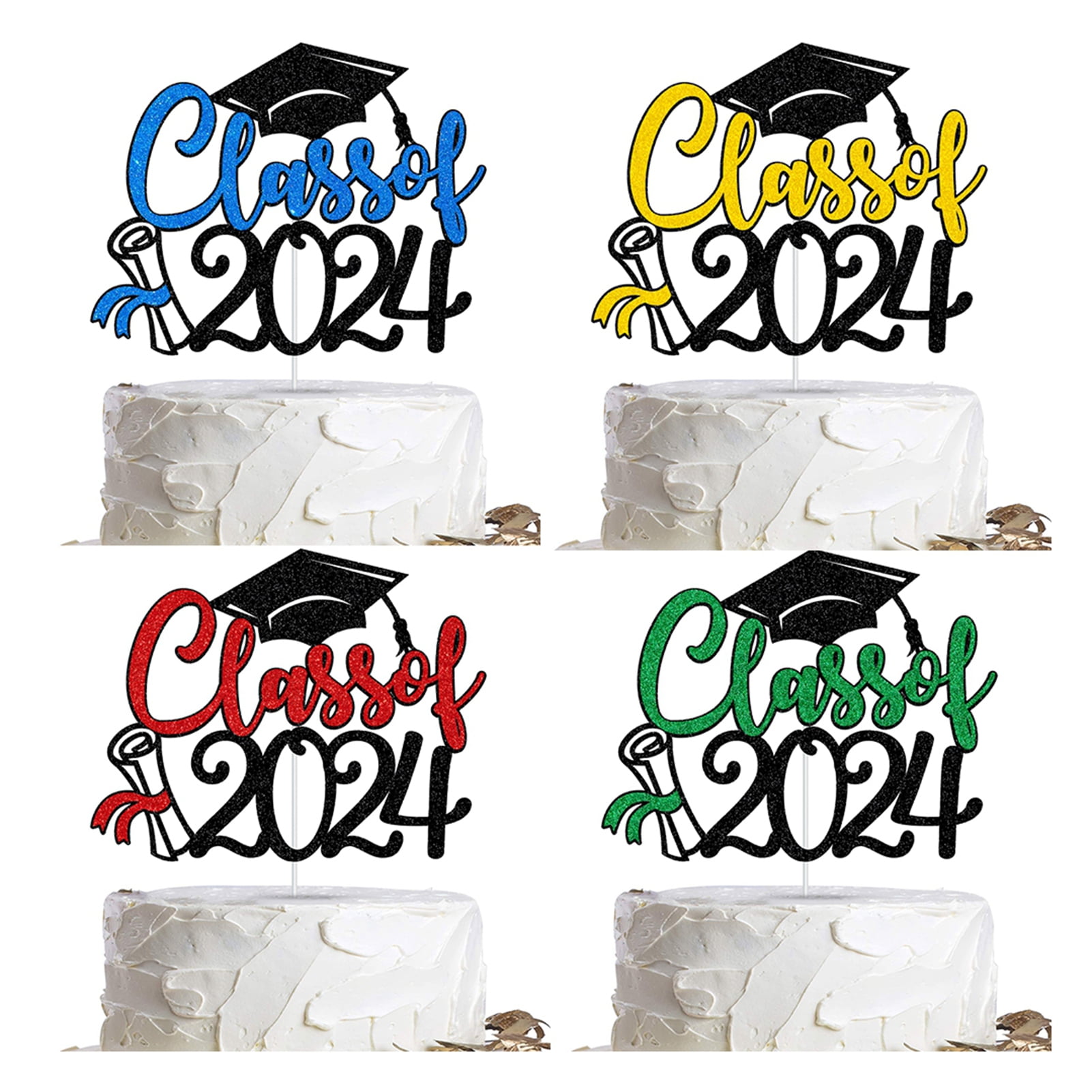 Dserhfy Class of 2024 Graduation Cake Topper Set Glitter ...