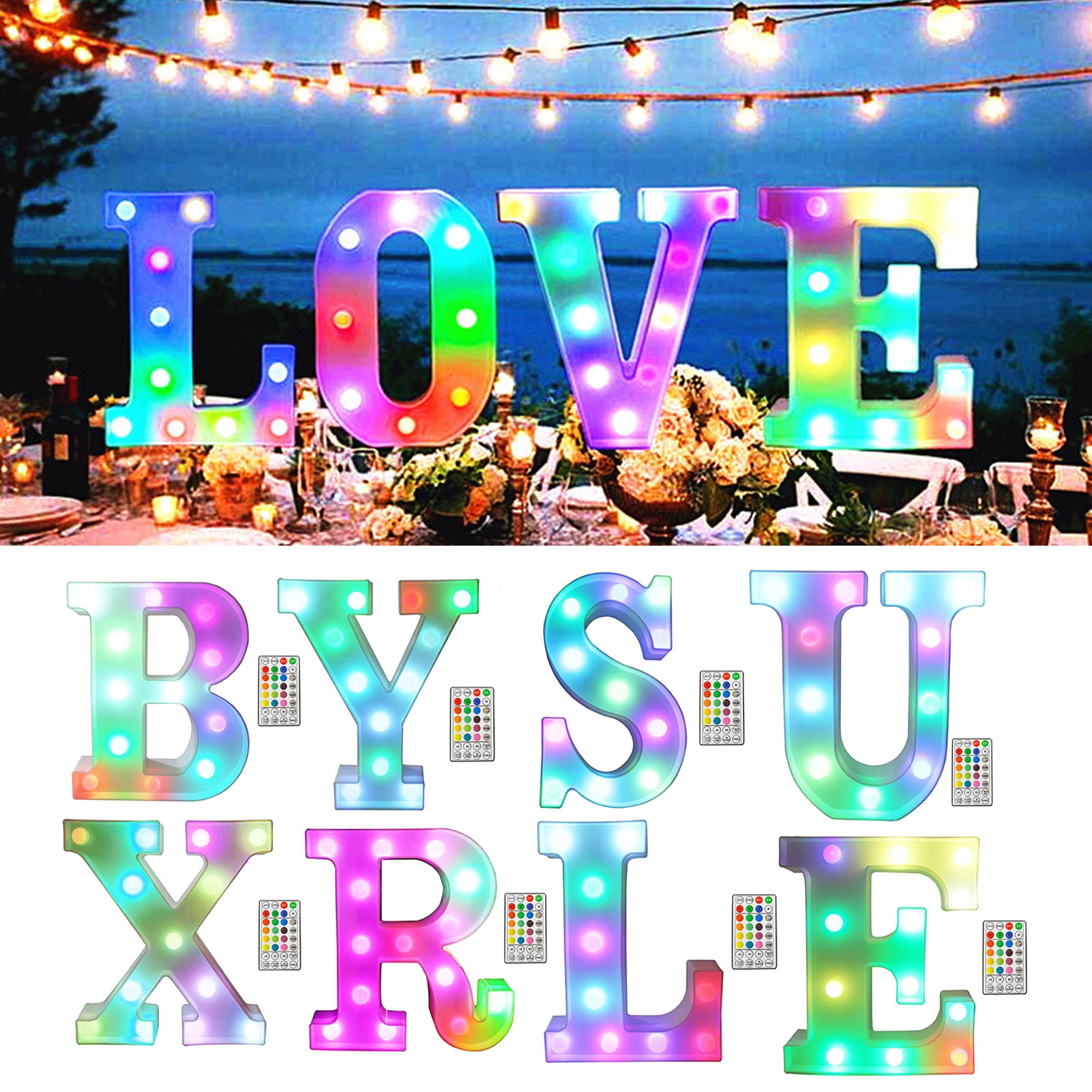 Dserhfy Colourful LED Letter Lights with Remote 4 Flashing Modes ...