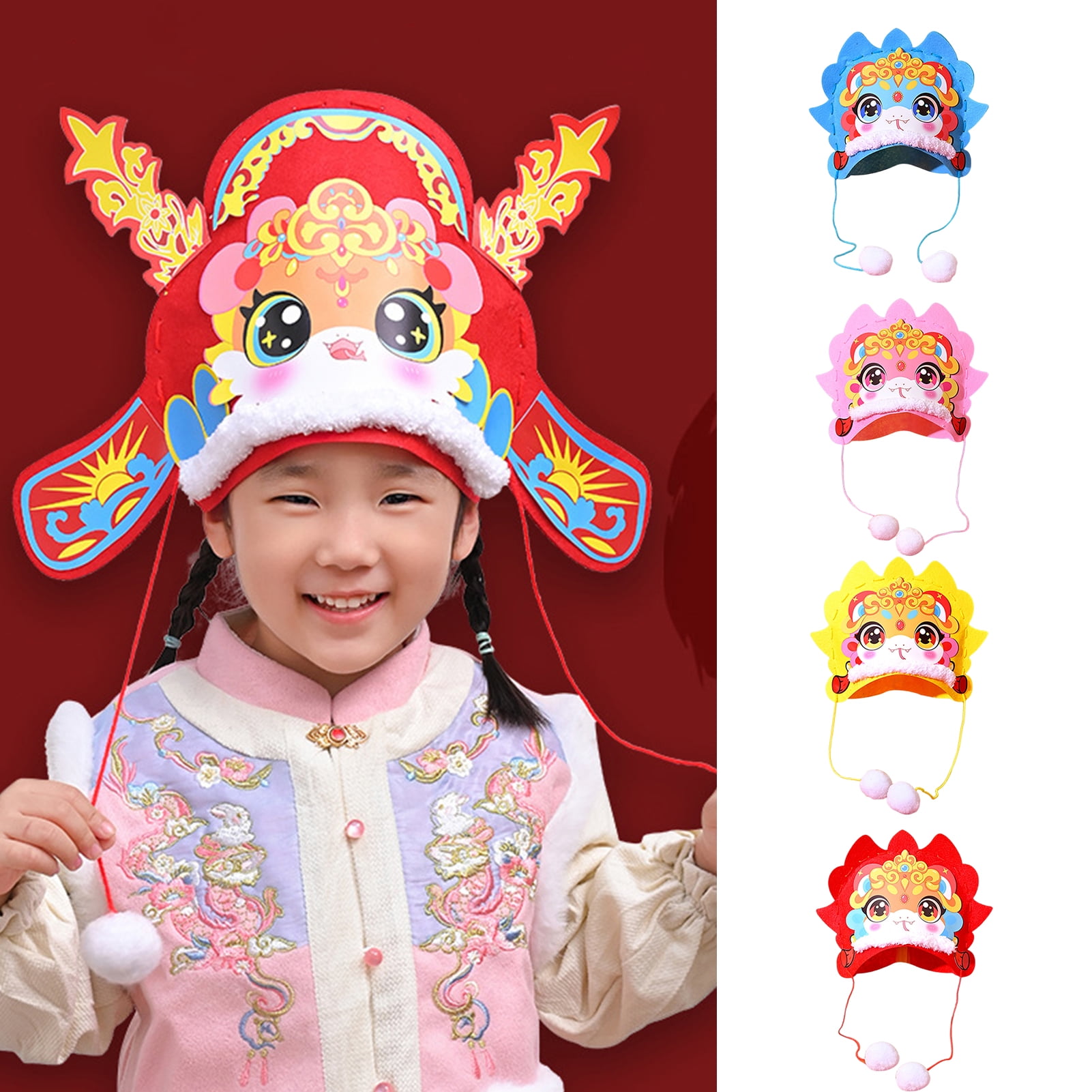 Dserhfy DIY Hat Kit Chinese New Year Party Hat Cartoon Snake Head Hat ...