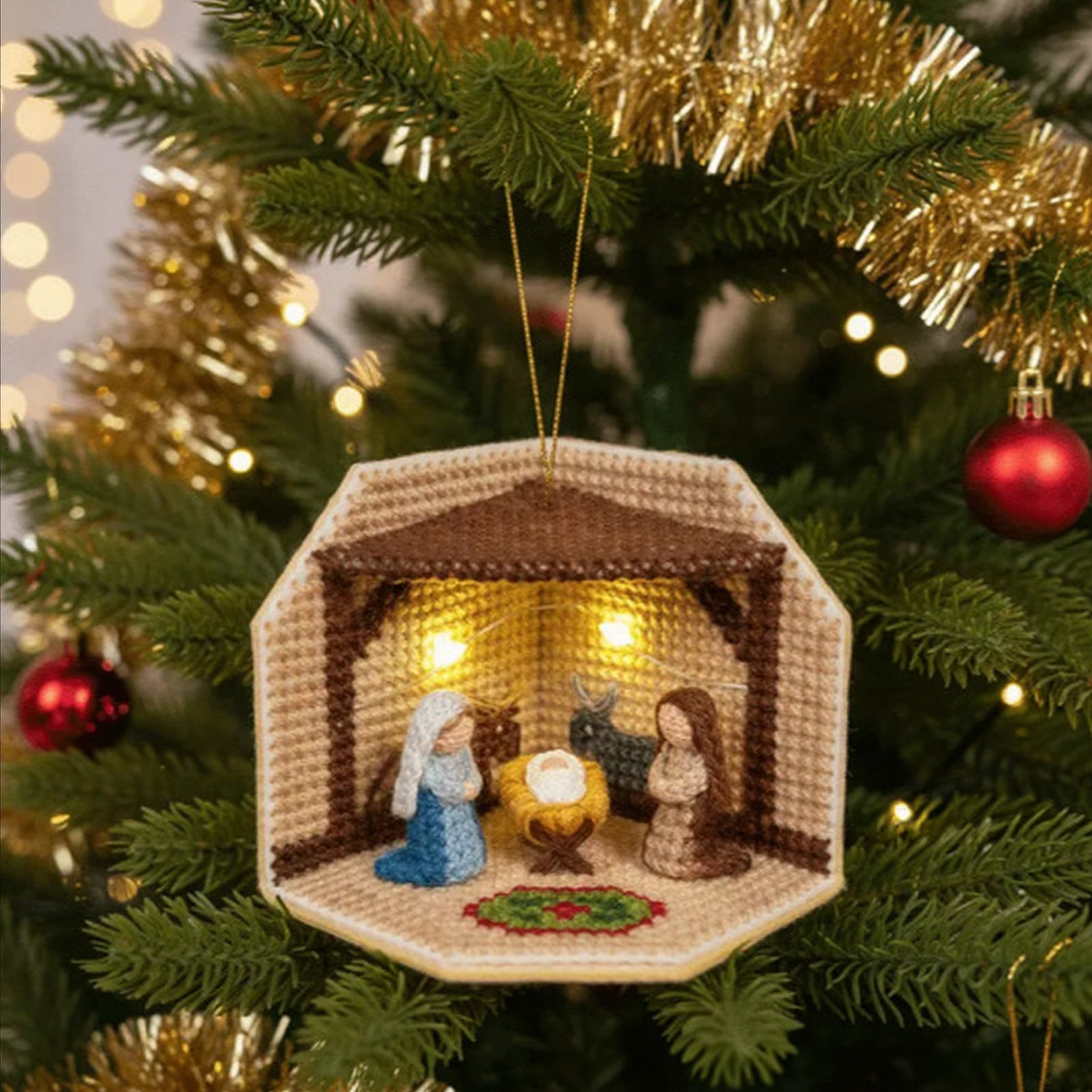 Dserhfy DIY Nativity Scene Ornament Kit with LED Lights Beginner ...