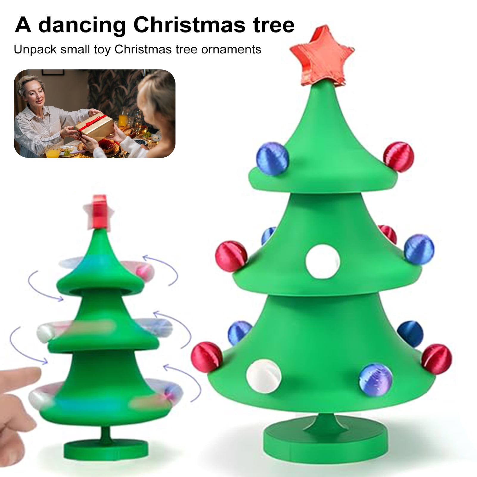 Dserhfy Dancing Mini Christmas Tree 3D Printed Table Tree Ornament ...