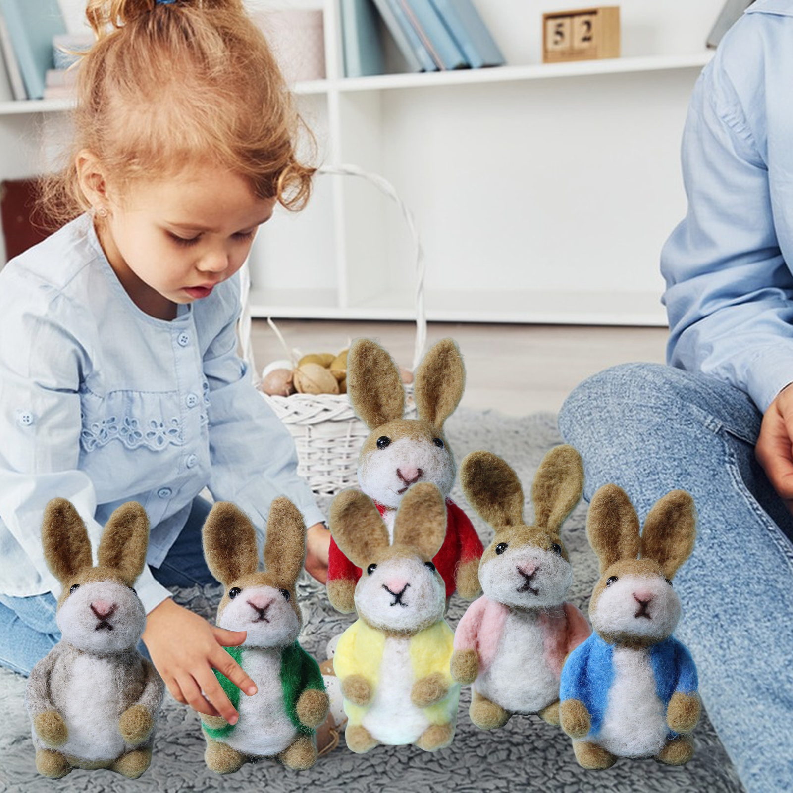 Dserhfy Easter Felt Bunny Figurine Mini Simulation Rabbit Statue with ...