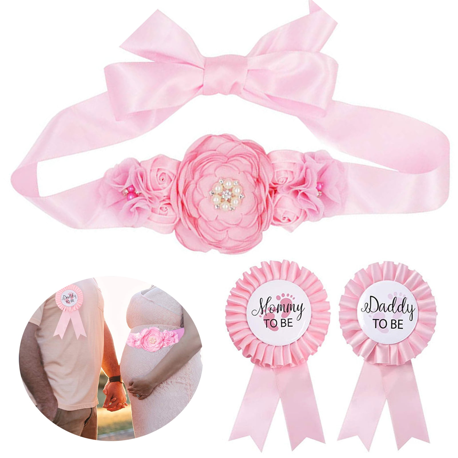 Dserhfy Floral Boho Baby Shower Sash Corsage Set Elegant Pregnancy ...